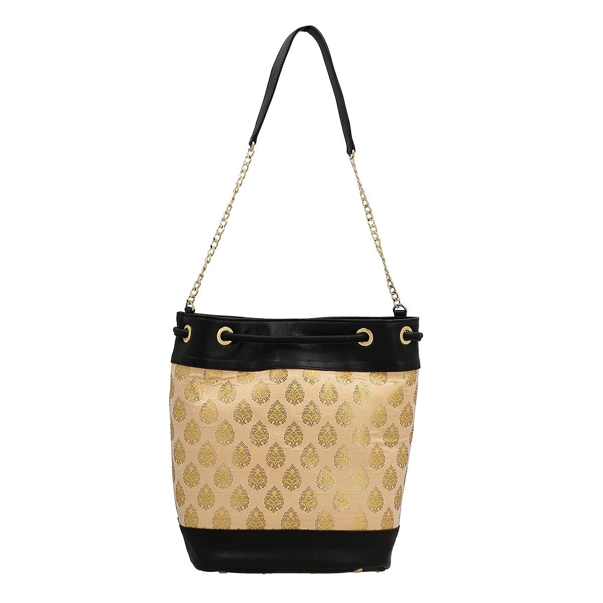 Buy Peach Color Genuine Leather Brocade Crossbody Bag at ShopLC.