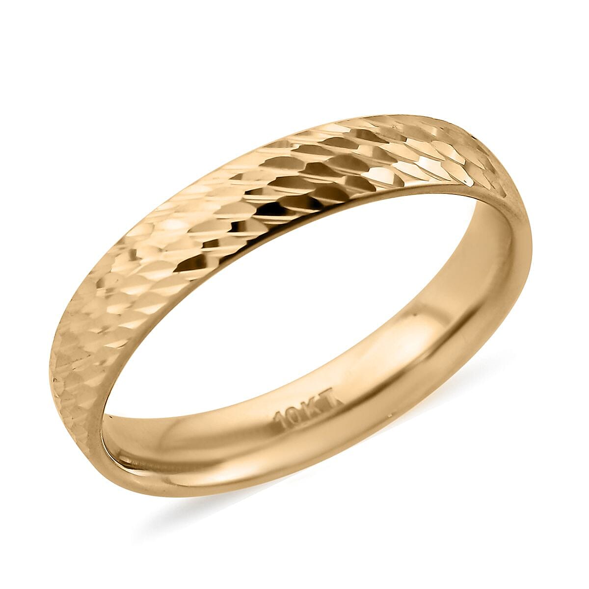 Buy 10K Yellow Gold Diamond-Cut Band Ring (Size 10.0) at ShopLC.