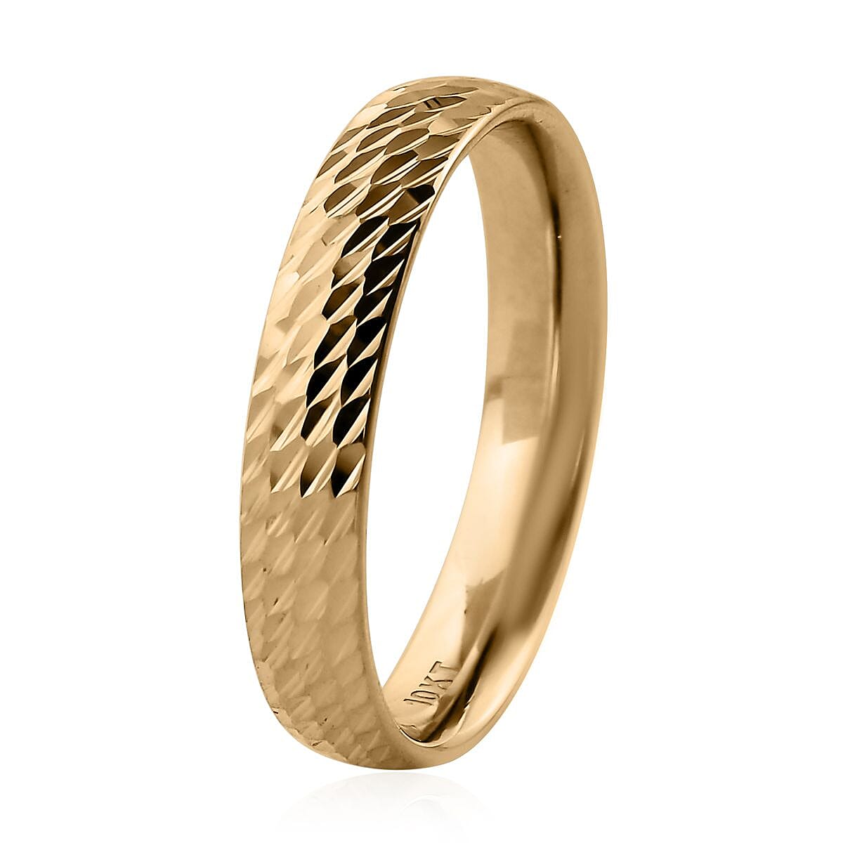 Buy 10K Yellow Gold Diamond-Cut Band Ring (Size 10.0) at ShopLC.