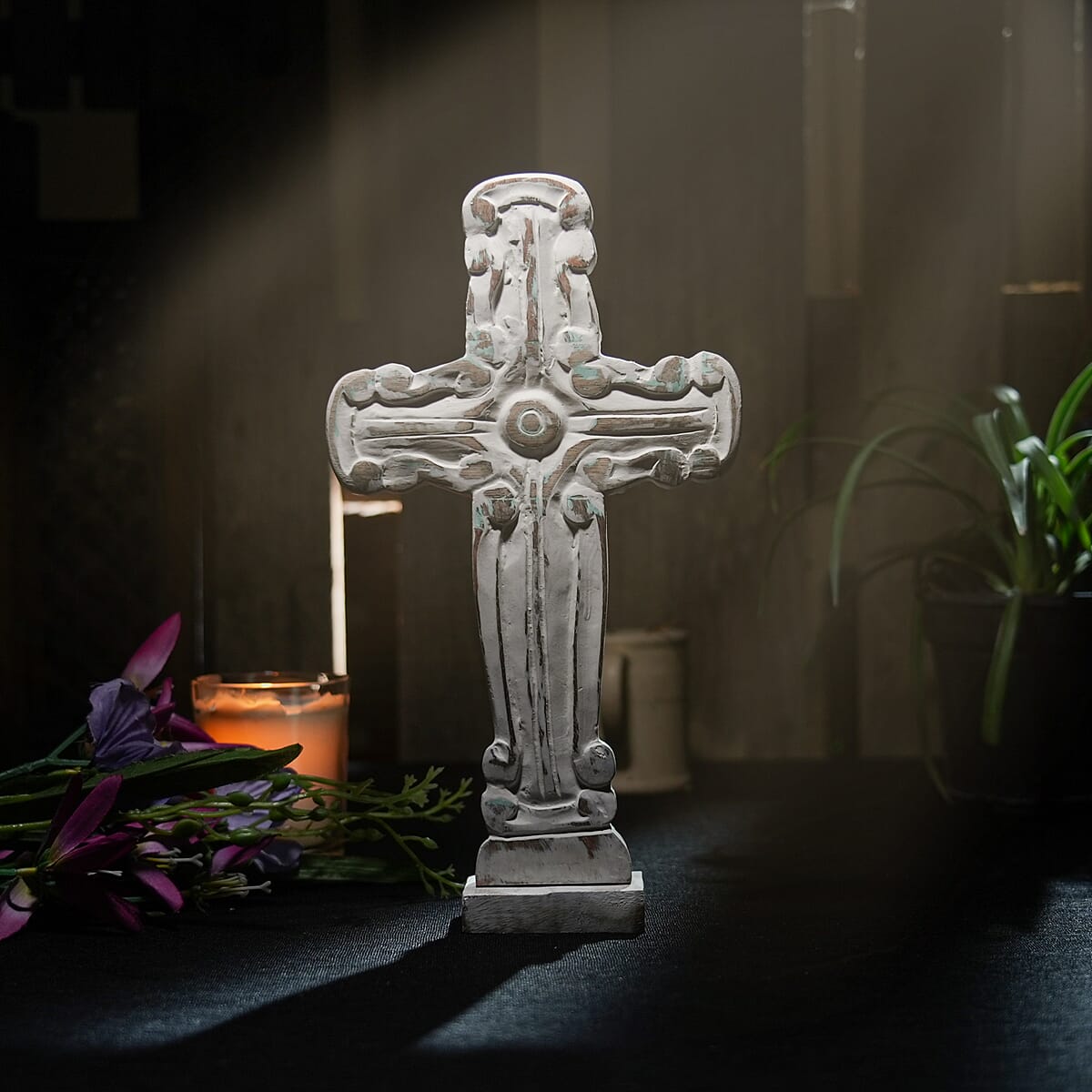 Buy Nakkashi White Color Wooden Handcrafted Decorative Cross (7x12 ...