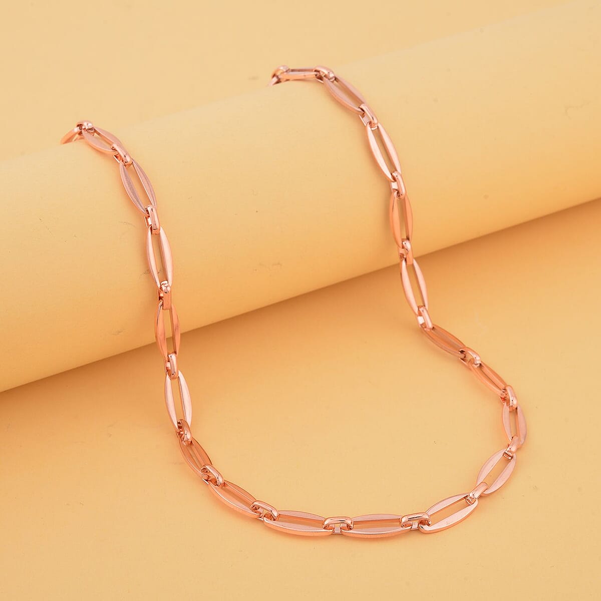 Buy Twisted Mirror Link Chain Necklace (20-22 Inches) in ION Plated RG ...