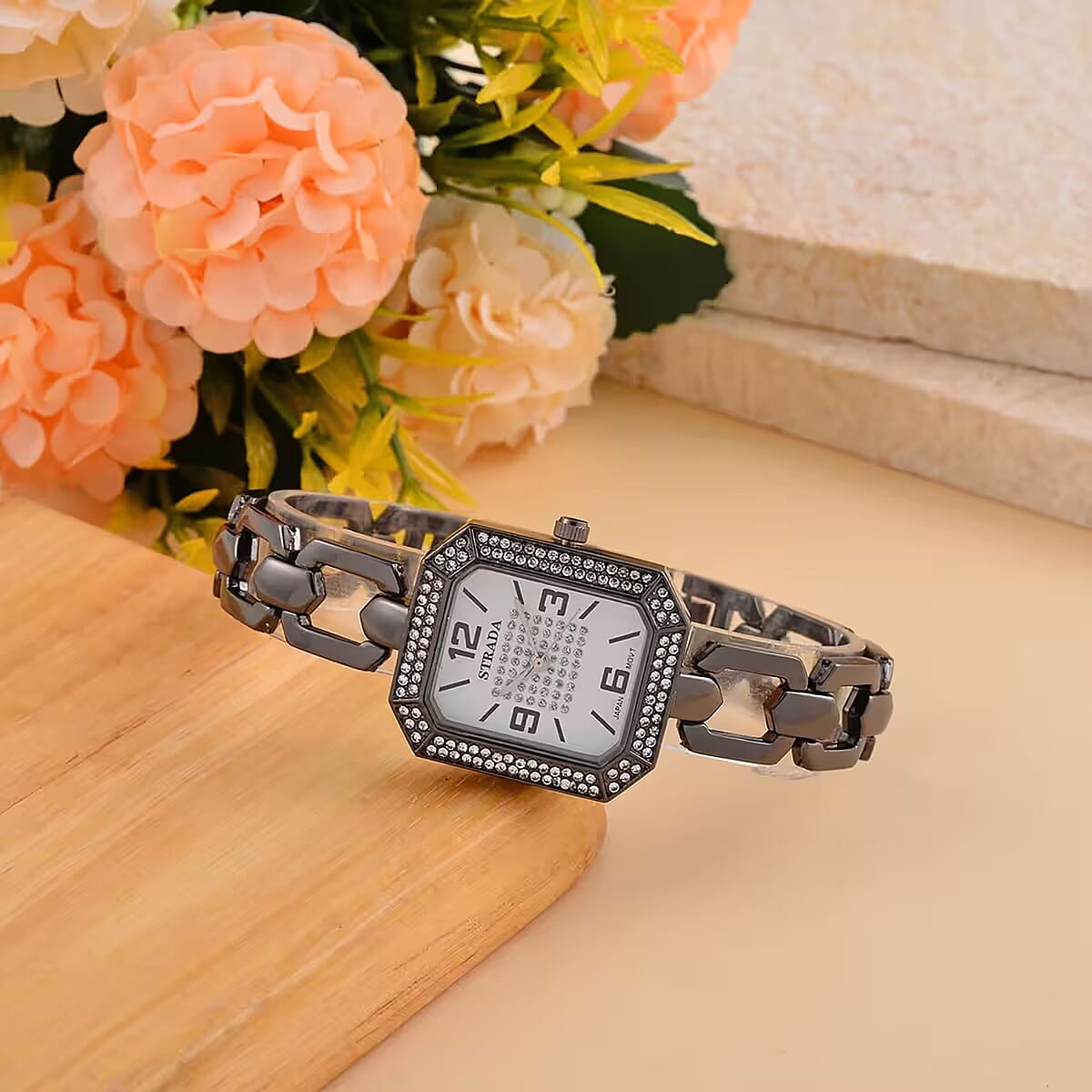 Buy Strada Austrian Crystal Japanese Movement Watch with Black ...