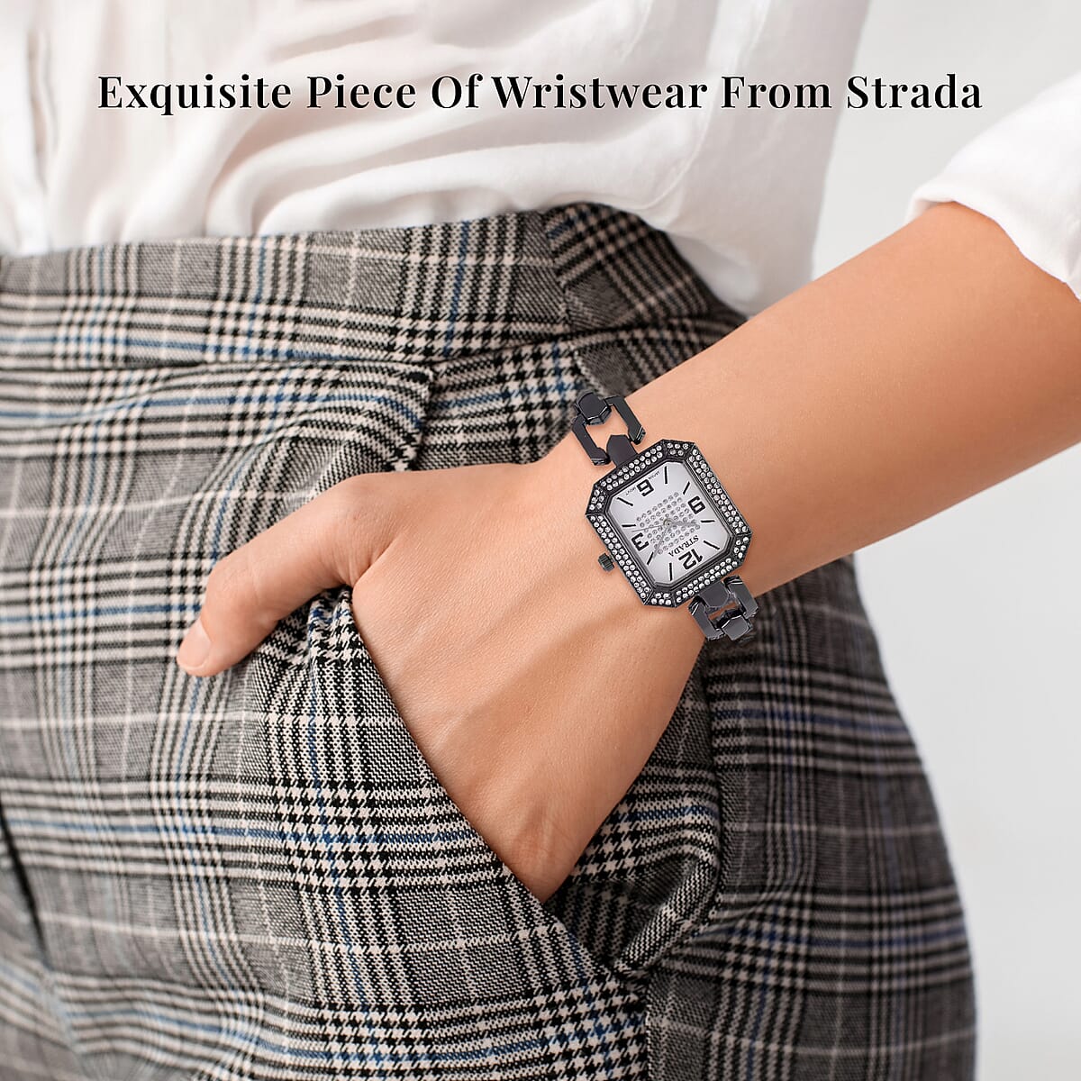 Buy Strada Austrian Crystal Japanese Movement Watch with Black ...