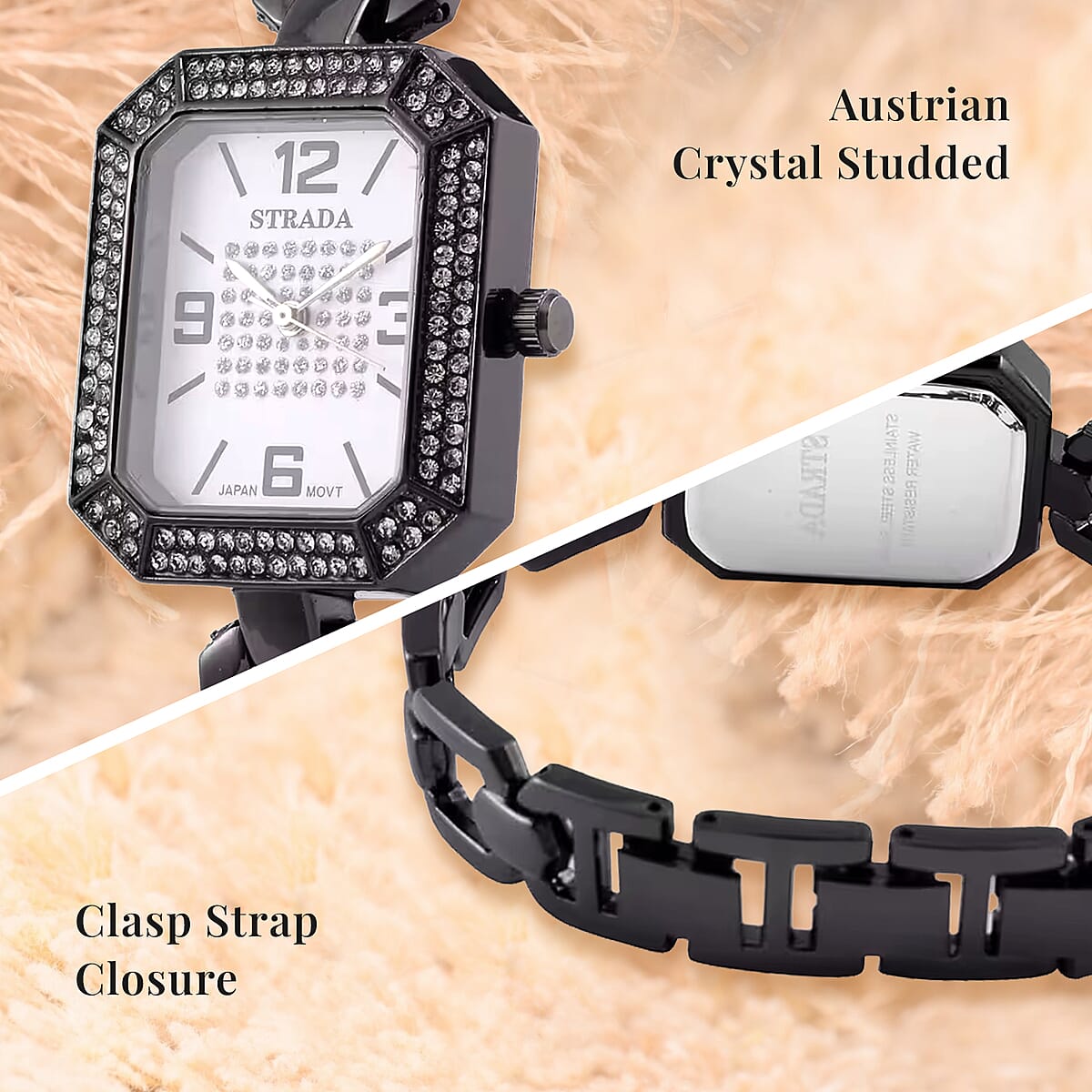 Buy Strada Austrian Crystal Japanese Movement Watch with Black ...