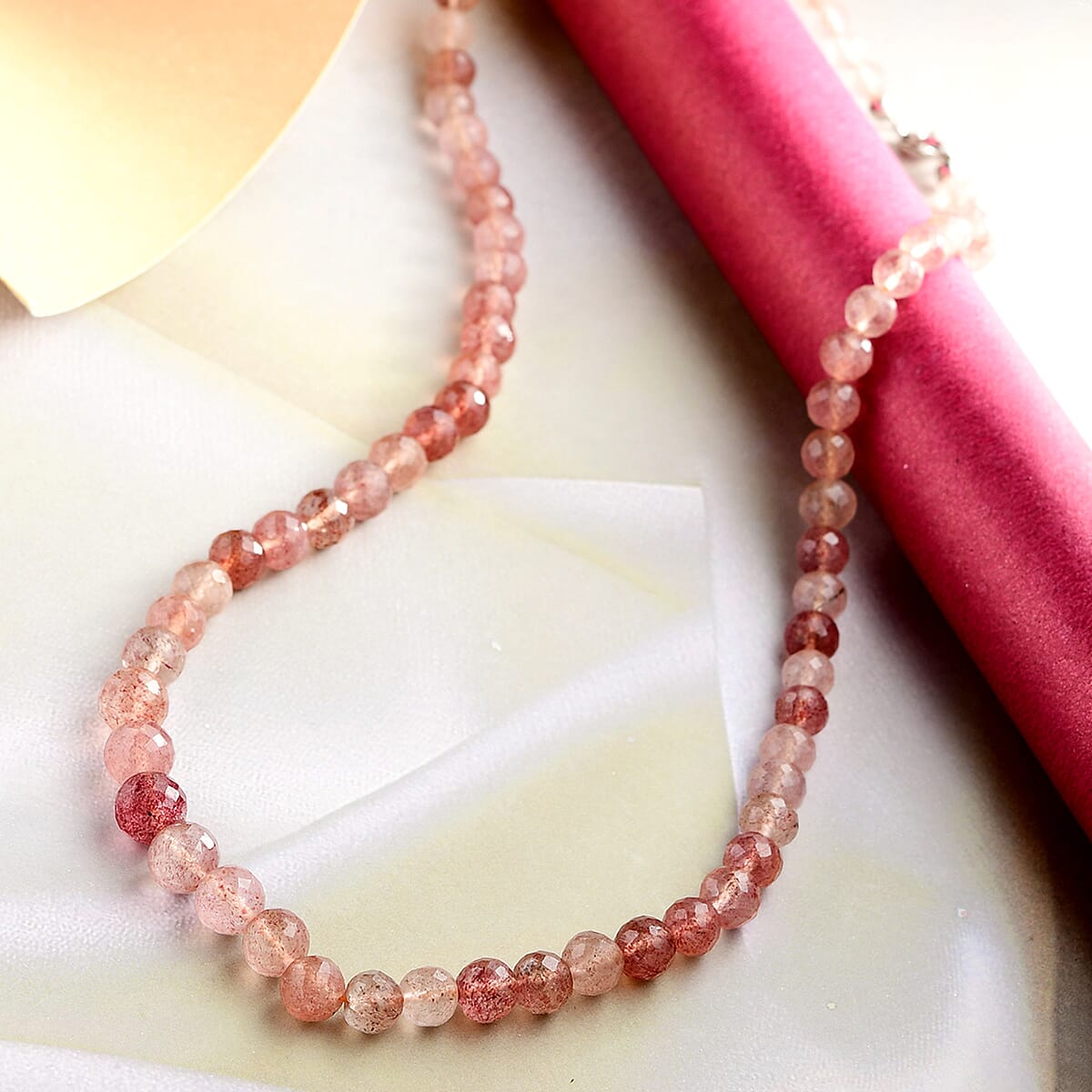 Buy Tanzanian Natronite Beaded Necklace 20 Inches in Sterling Silver ...