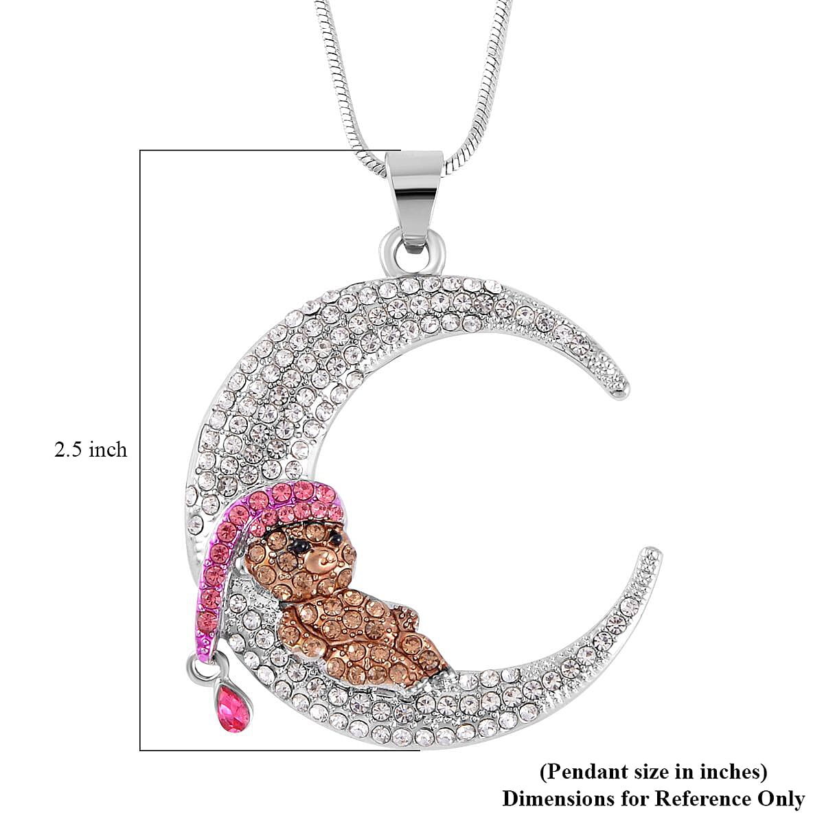 Buy Multi Color Austrian Crystal Teddy Bear Pendant Necklace (29-31 Inches) in Silvertone 30.00 ...