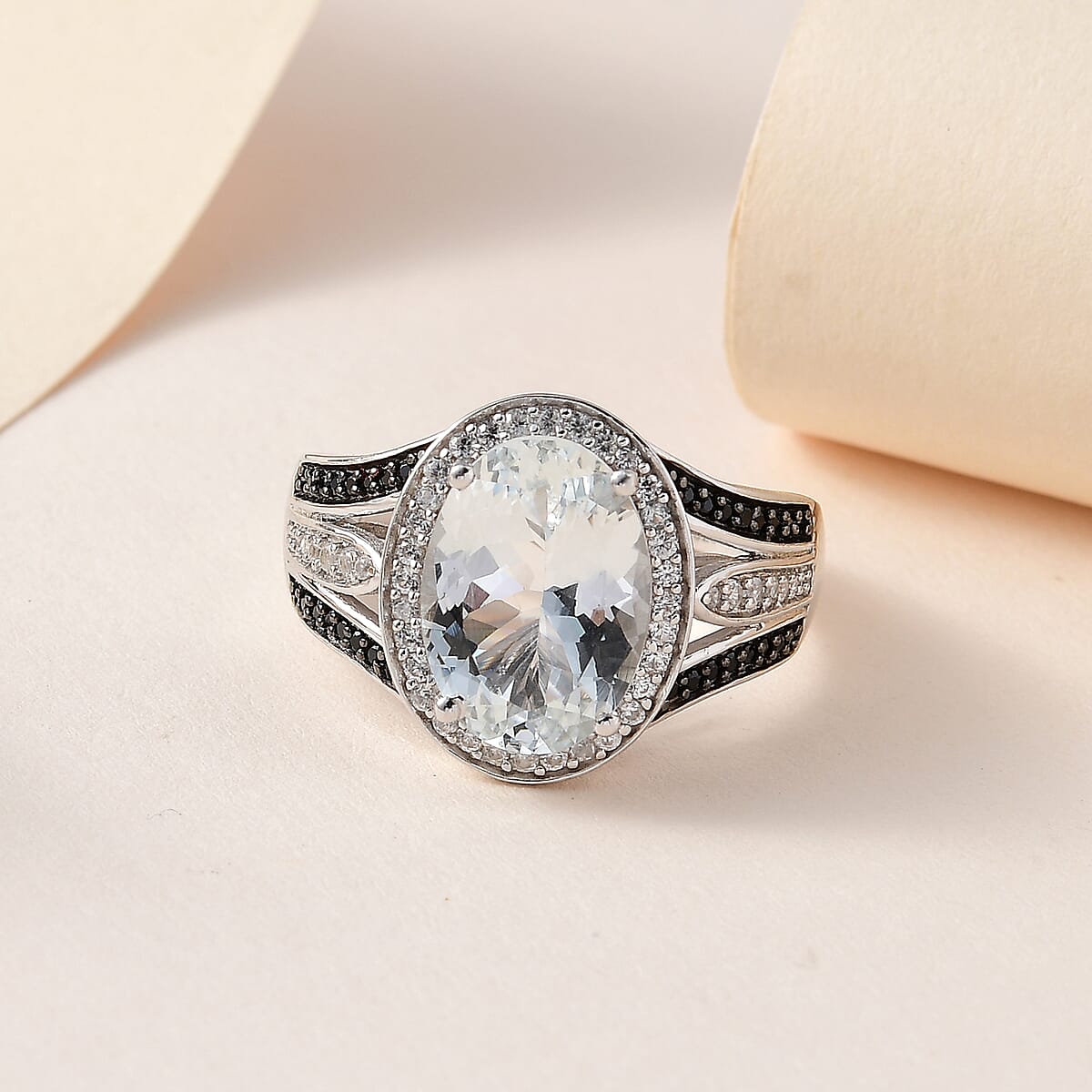 Buy Brazilian Goshenite and Multi Gemstone Ring in Platinum Over ...