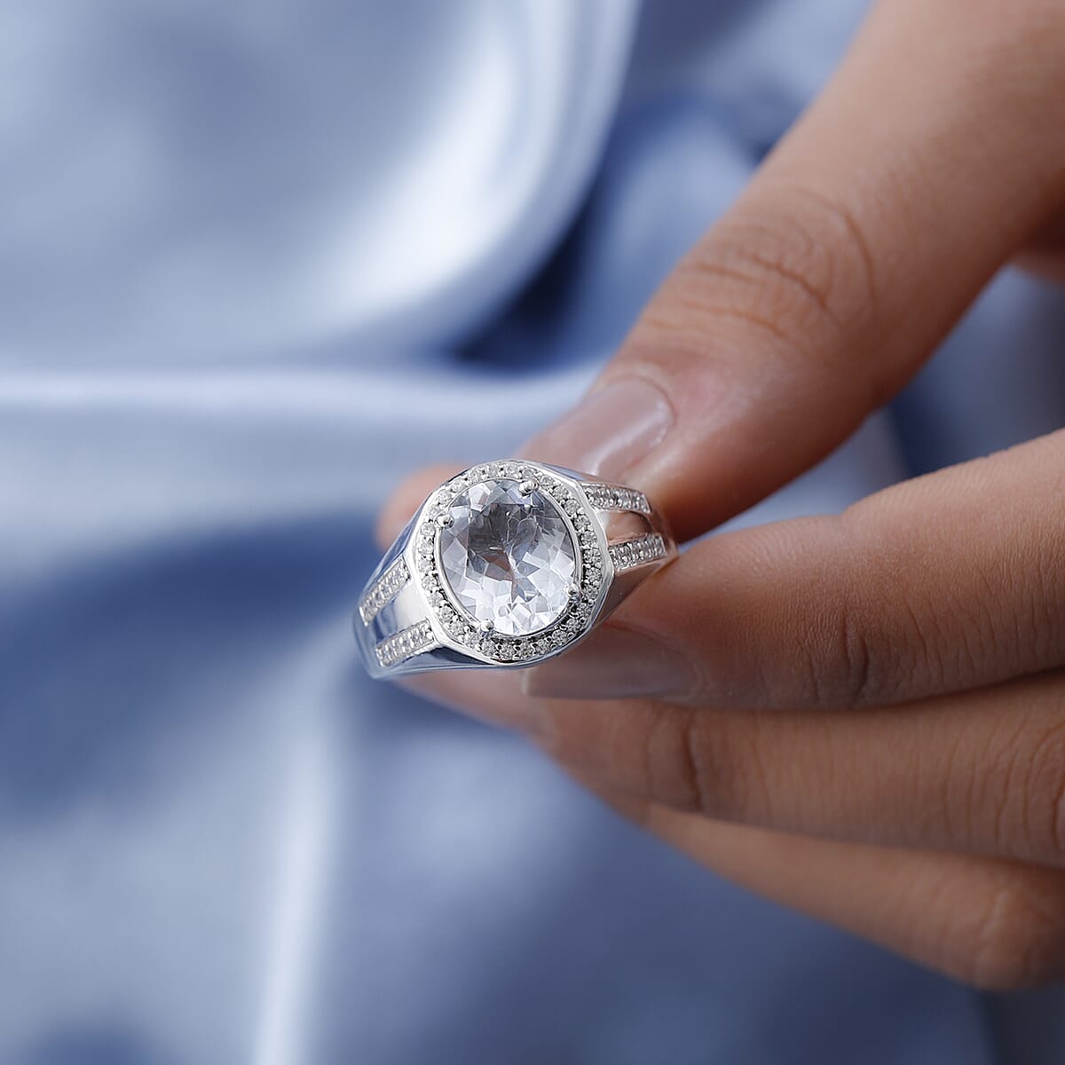 Buy Premium Brazilian Goshenite and Natural White Zircon Ring in ...