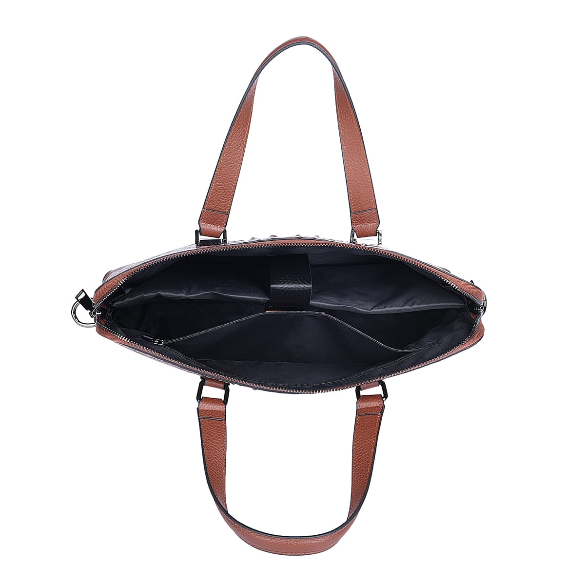 Buy Brown Croco Embossed Genuine Leather Laptop Bag with Handle Drop ...