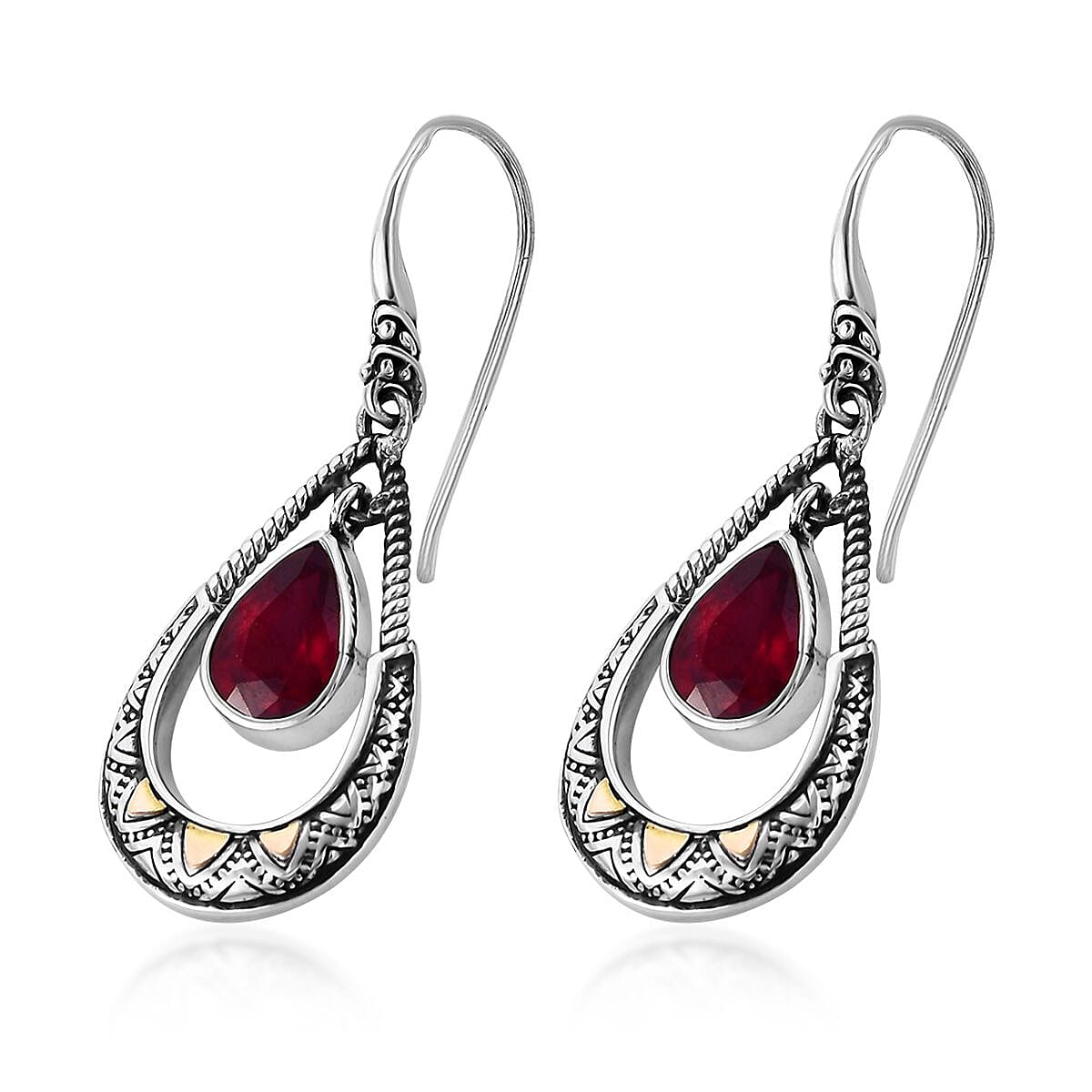 Buy Bali Legacy Niassa Ruby (FF) Floral Earrings in Sterling Silver 4. ...