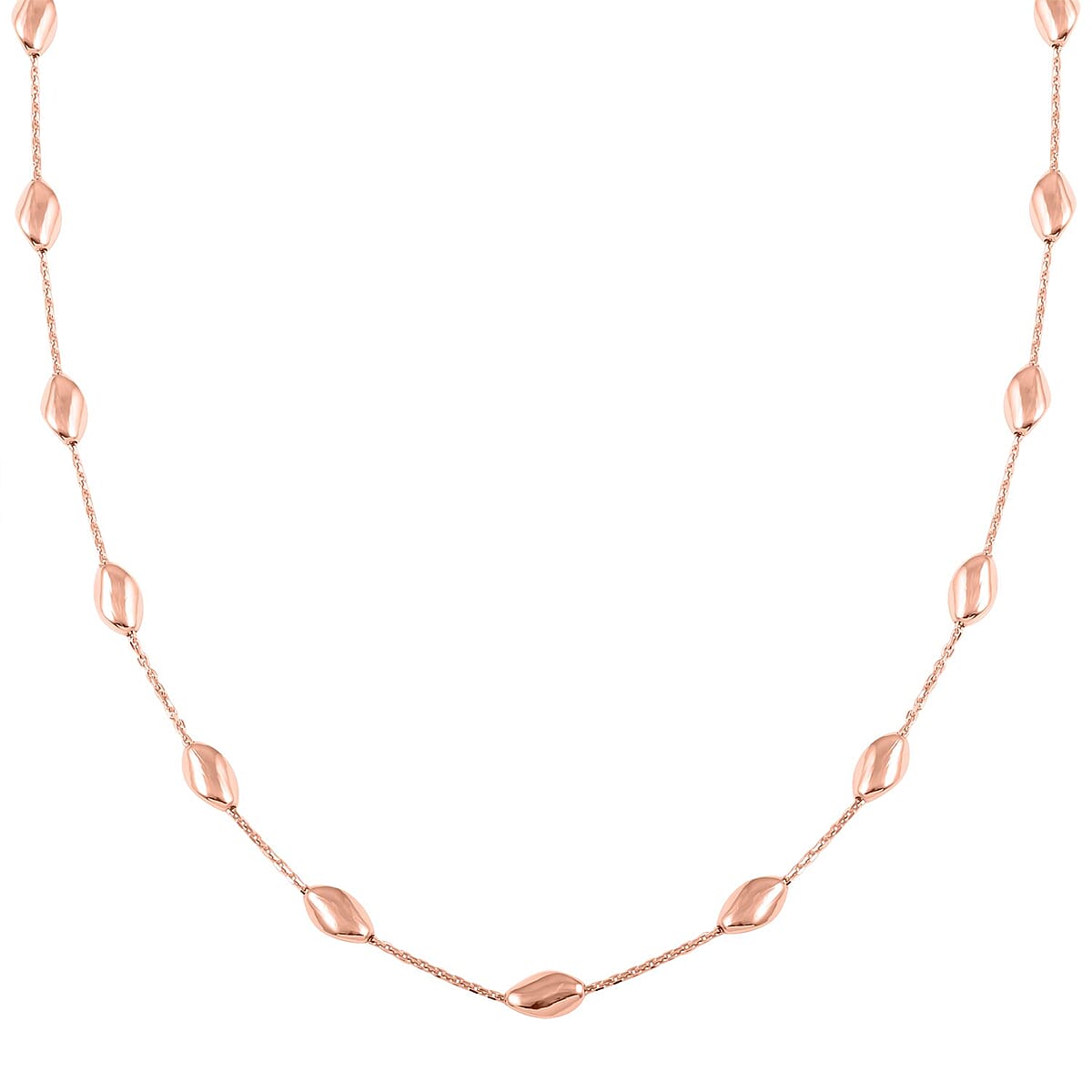 Buy Italian 14K Rose Gold Over Sterling Silver Station Chip Necklace 18 ...