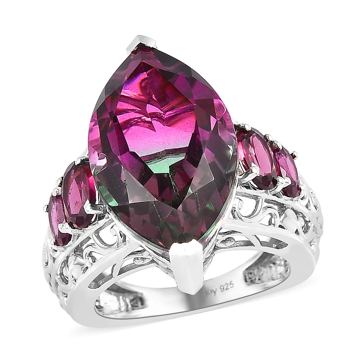 Buy Watermelon Quartz (Triplet) and Orissa Rhodolite Garnet Ring in ...