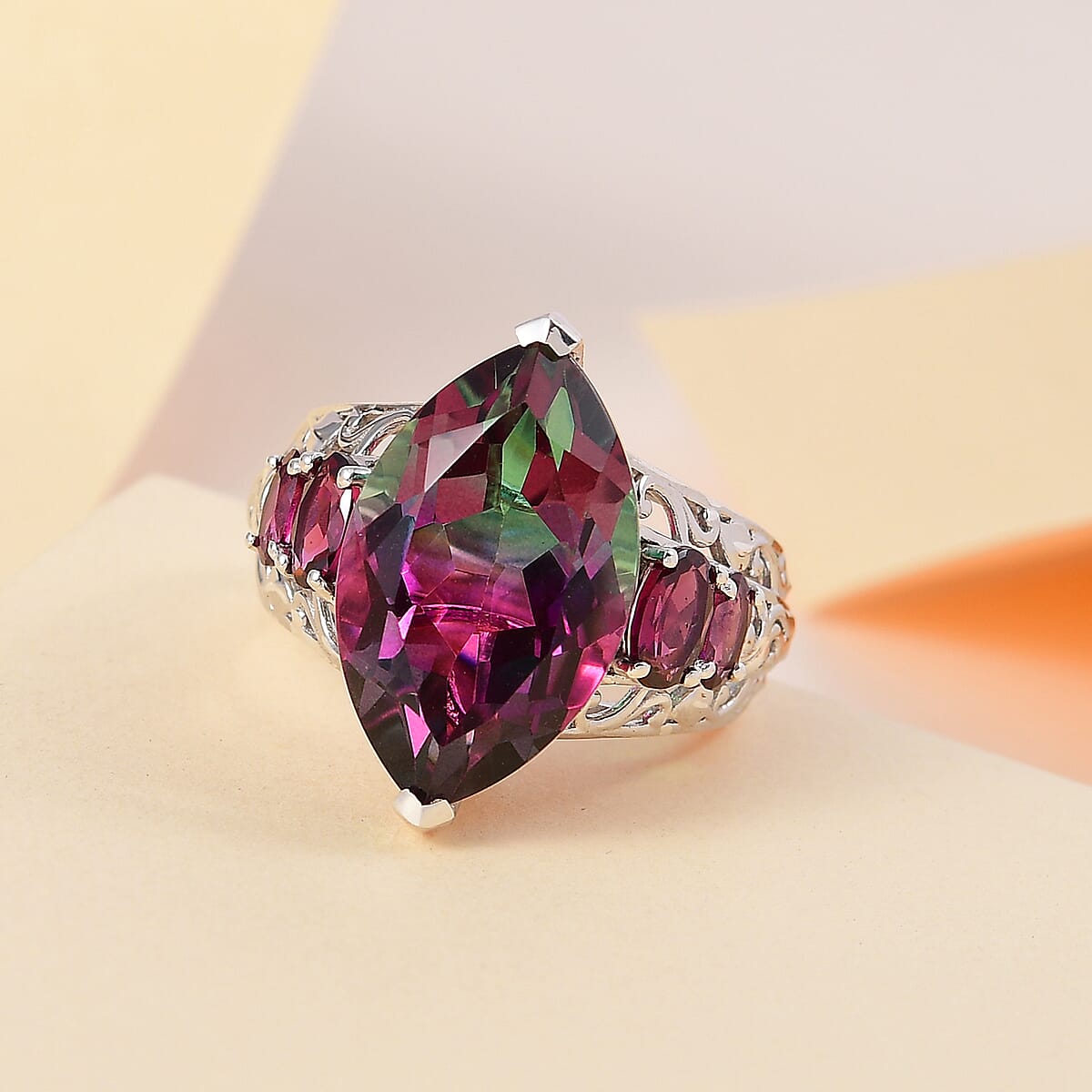 Buy Watermelon Quartz (Triplet) and Orissa Rhodolite Garnet Ring in ...