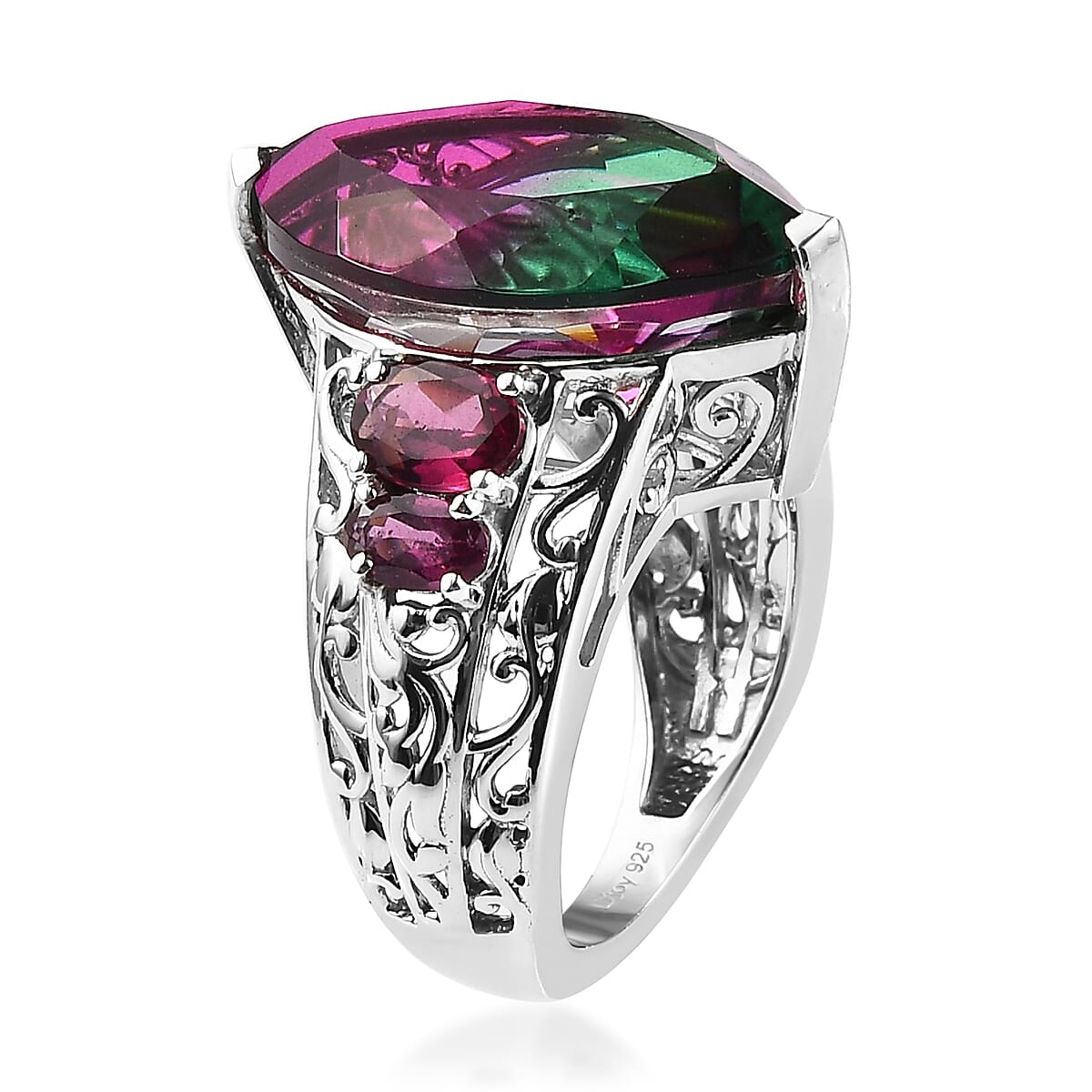 Buy Watermelon Quartz (Triplet) and Orissa Rhodolite Garnet Ring in ...
