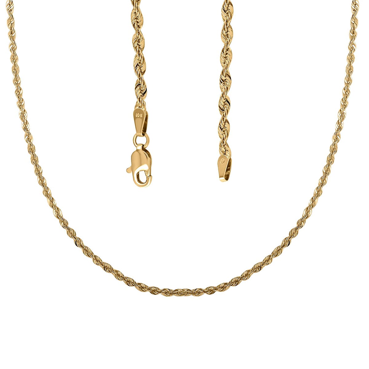 Buy 10K Yellow Gold 2.52mm Laser Rope Necklace 24 Inches 4.4 Grams at ...