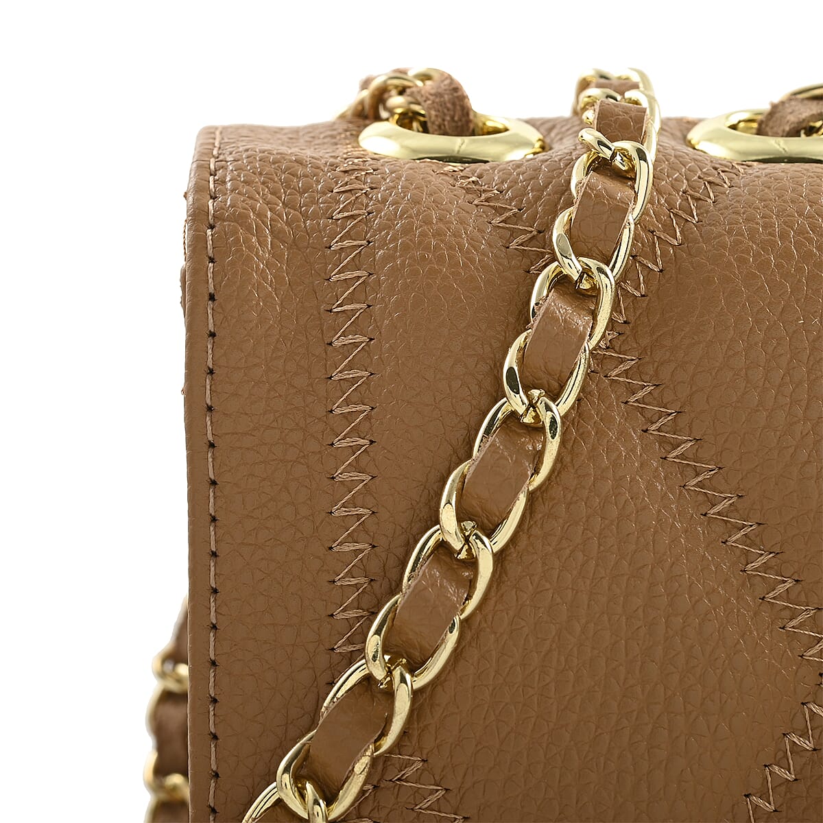 Buy Brown Genuine Leather Diamond Quilted Pattern Crossbody Bag at ShopLC.