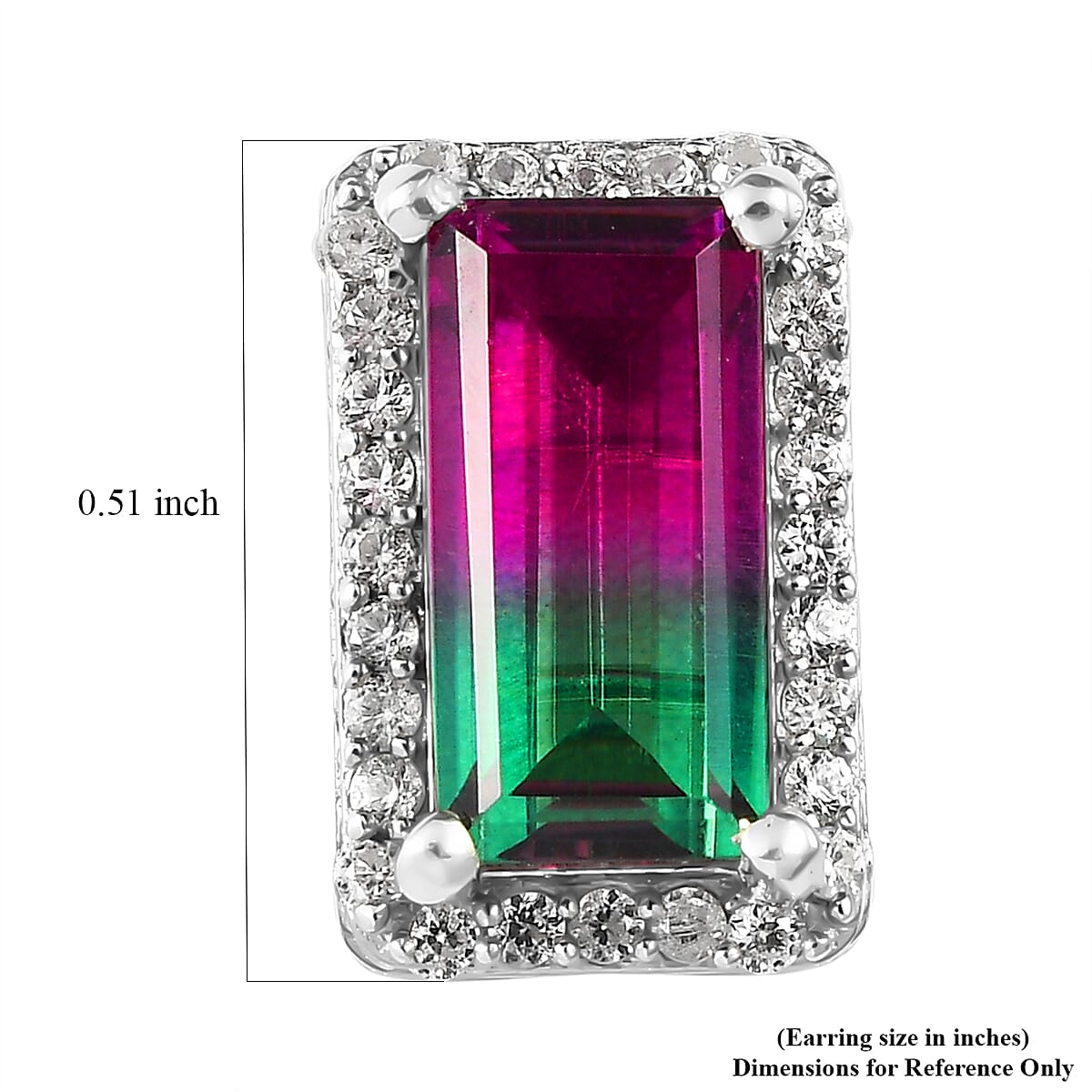 Buy Watermelon Quartz (Triplet) and White Zircon Halo Stud Earrings in ...