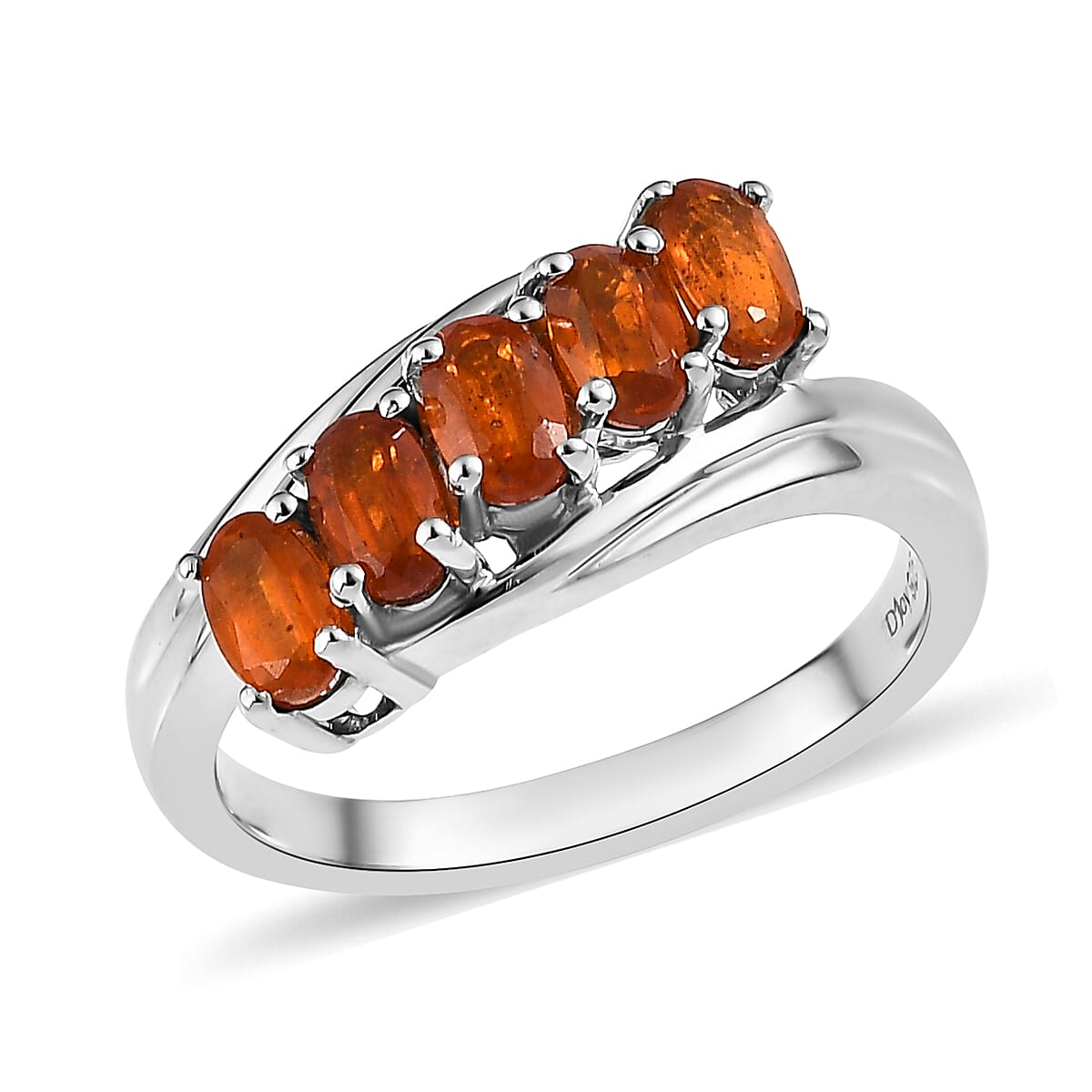 Buy Tangerine Kyanite 5 Stone Ring in Platinum Over Sterling Silver ...