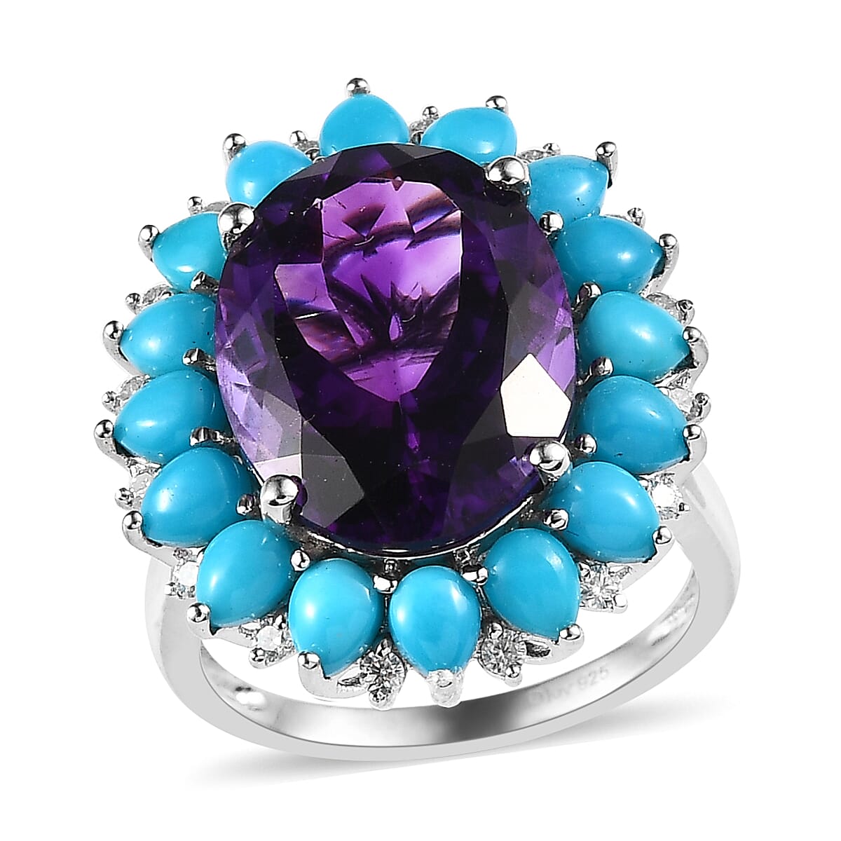 Buy Premium Moroccan Amethyst and Multi Gemstone Sunburst Ring in ...