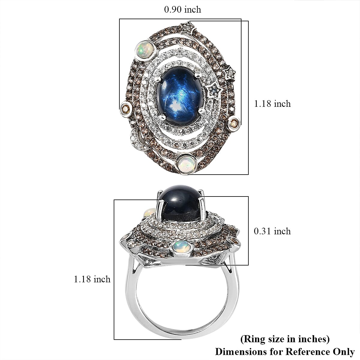 Buy GP Celestial Dreams Collection Blue Star Sapphire (DF) and Multi Gemstone Ring in Platinum ...