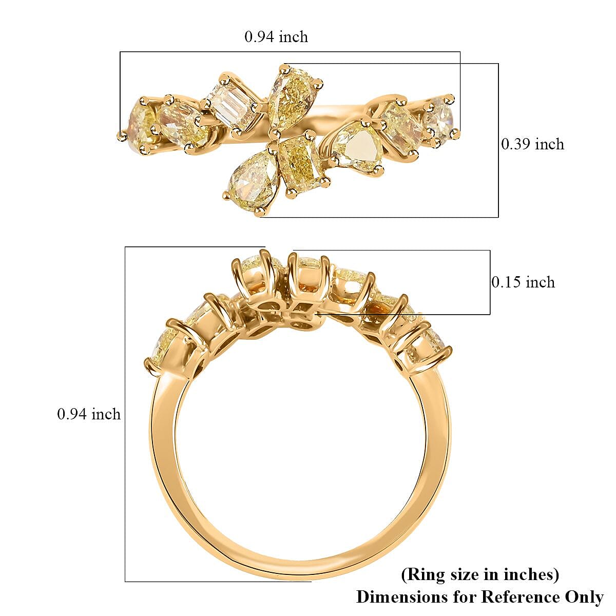 Buy Modani 18K Yellow Gold Natural Yellow Diamond (I1) Ring (Del. in 10 ...