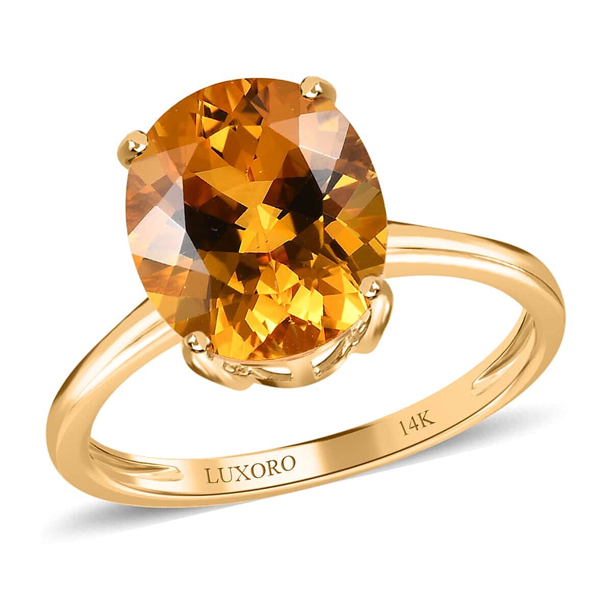 Buy Luxoro 14K Yellow Gold AAA Brazilian Heliodor Solitaire Ring (Size ...