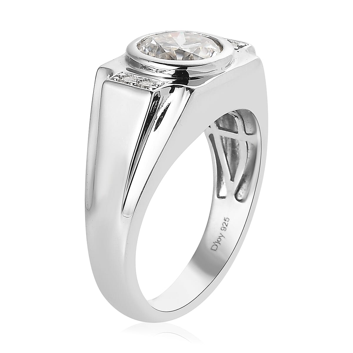 Buy Moissanite Men's Ring in Platinum Over Sterling Silver 1.85 ctw ...