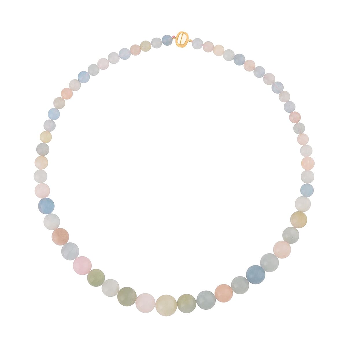 Buy 10K Yellow Gold Magnetic Lock Multi Beryl Beaded Necklace 20 Inches ...