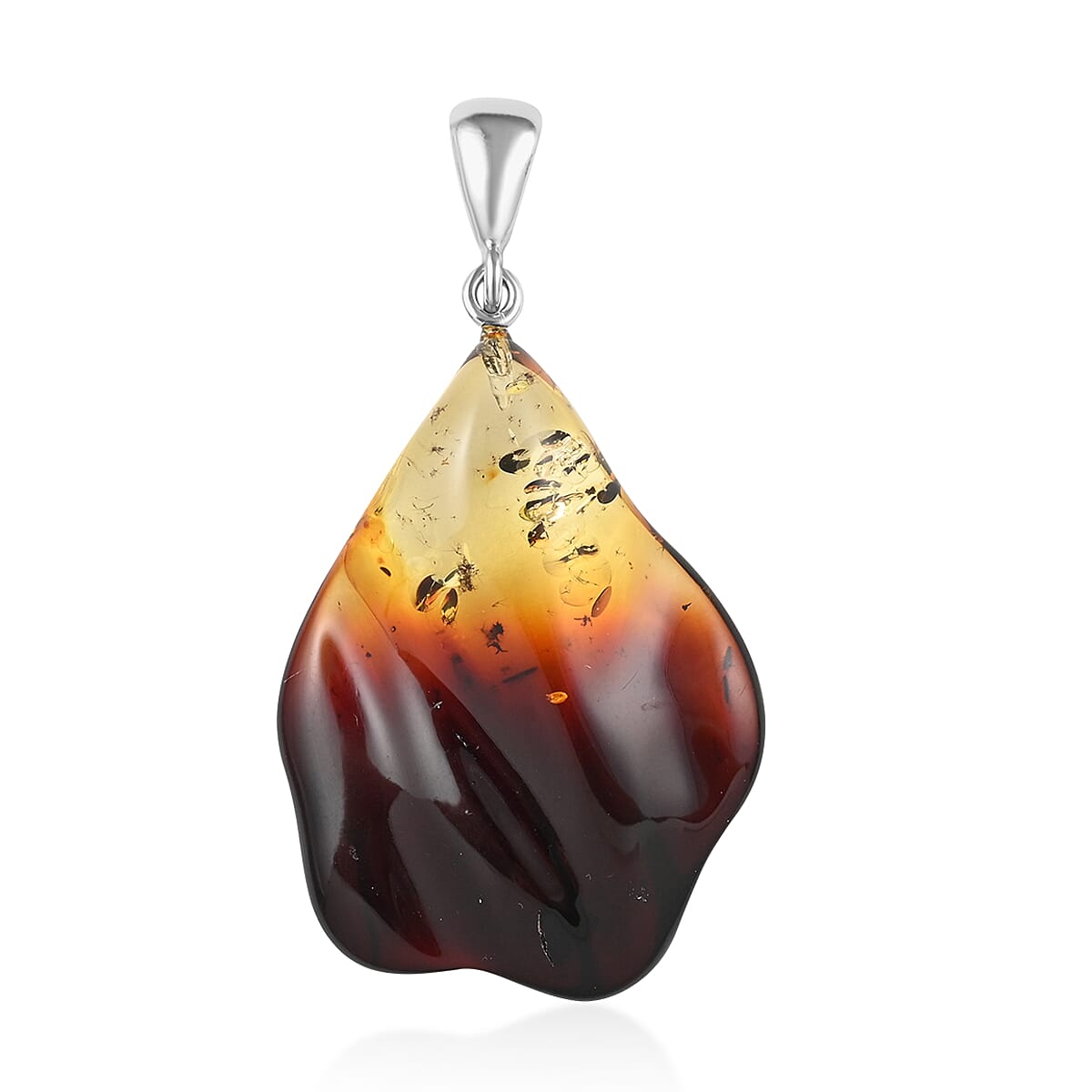 Buy Multi Color Amber Wave Design Pendant in Sterling Silver at ShopLC.