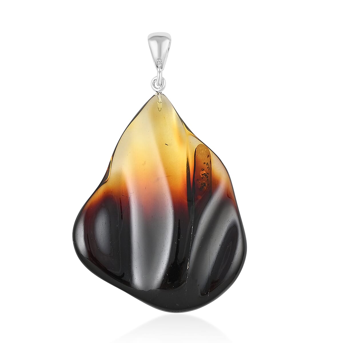 Buy Multi Color Amber Wave Design Pendant in Sterling Silver at ShopLC.