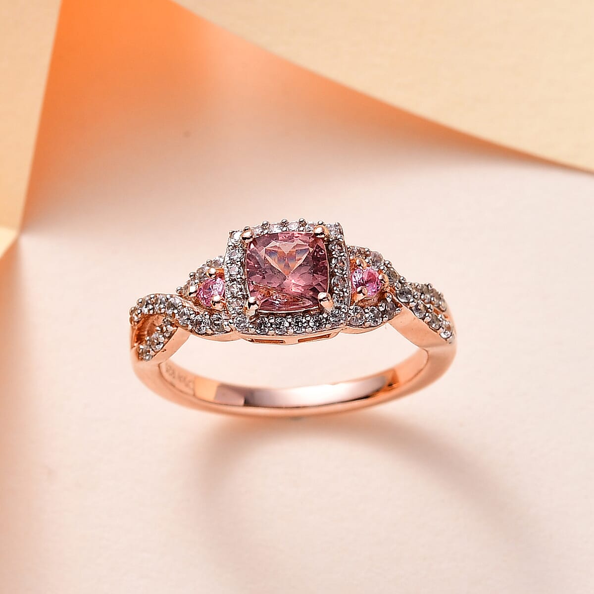 Buy Red Apatite and Multi Gemstone Infinity Shank Ring in Vermeil Rose ...