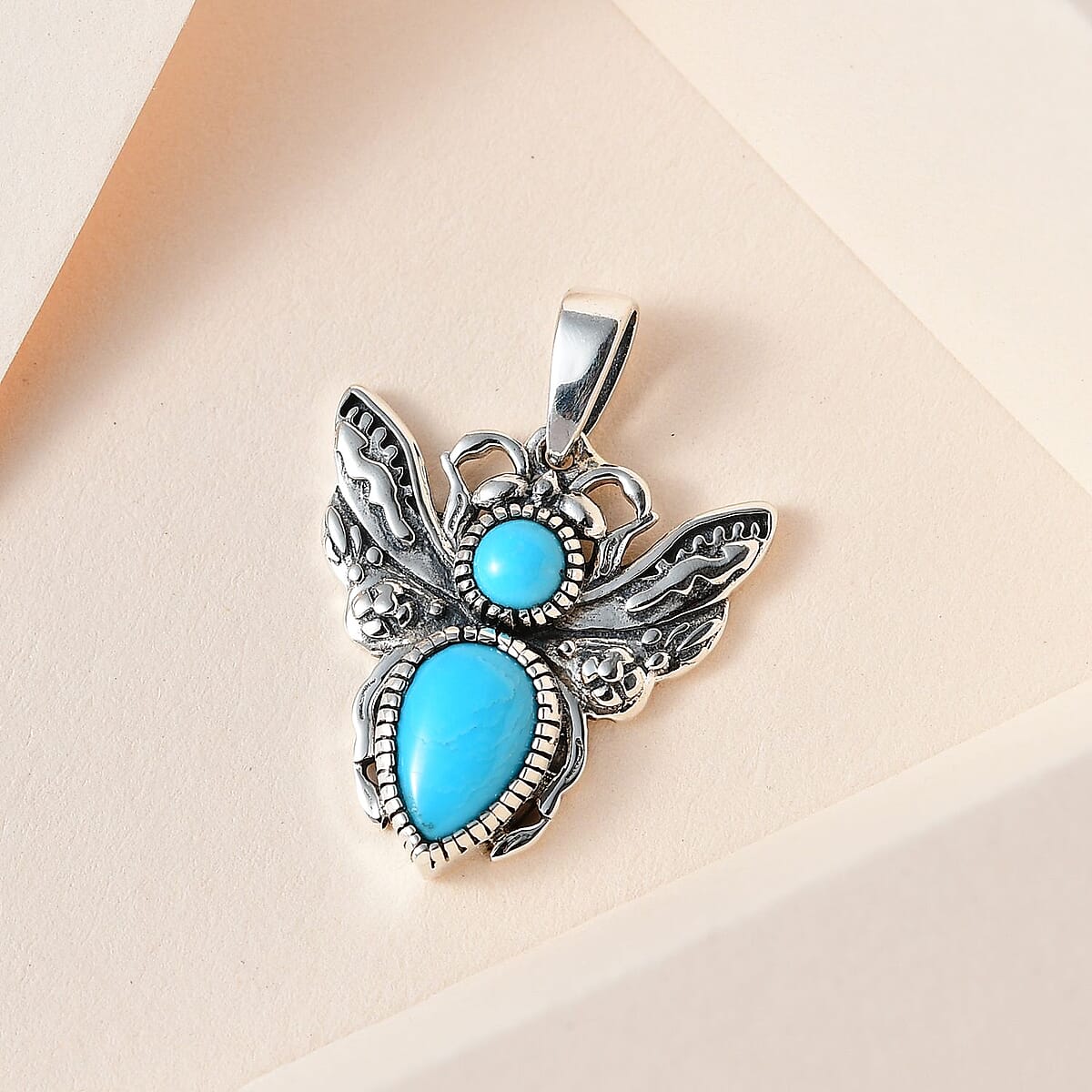 Buy Artisan Crafted Sleeping Beauty Turquoise Bee Pendant in Sterling ...