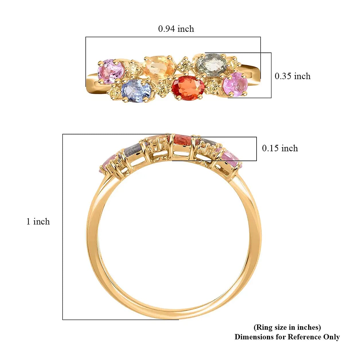 Buy Modani 14K Yellow Gold Multi Sapphire Ring , Natural Yellow Diamond ...