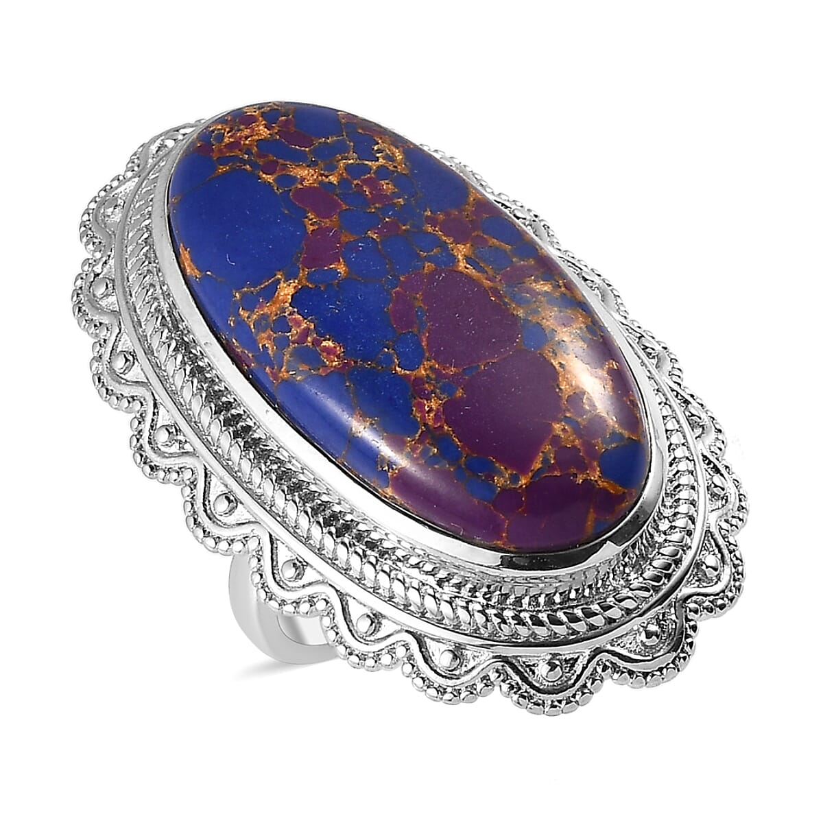 Buy Mojave Purple Turquoise Solitaire Ring in Platinum Over Copper with Magnet (Size 5.0) 17.75 ...