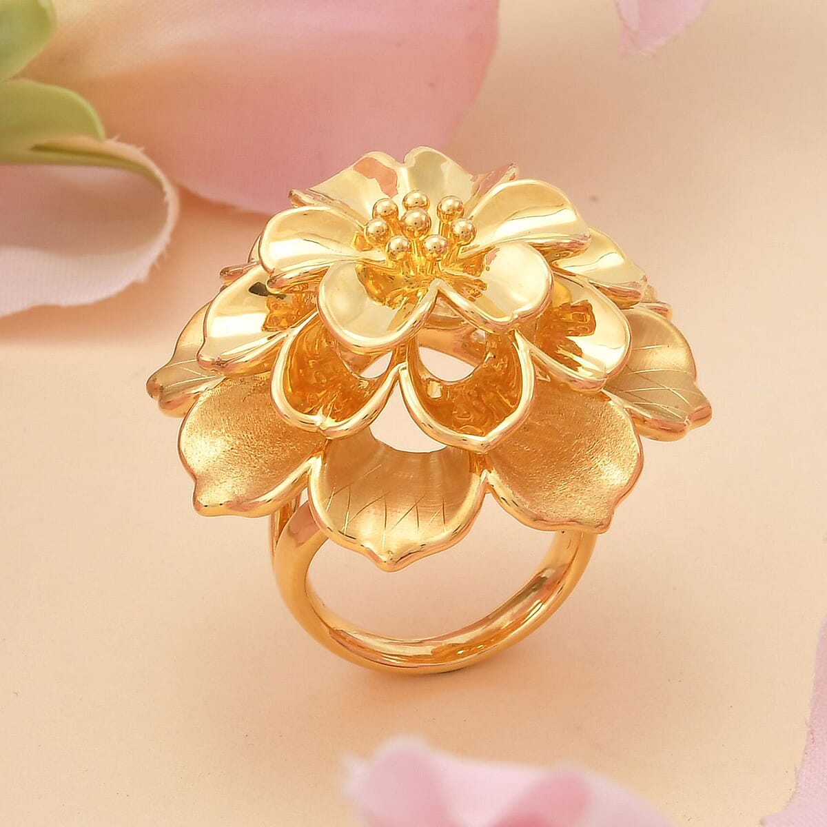 Buy 24K Yellow Gold Electroform Floral Ring (Size 6.0) 7 Grams at ShopLC.
