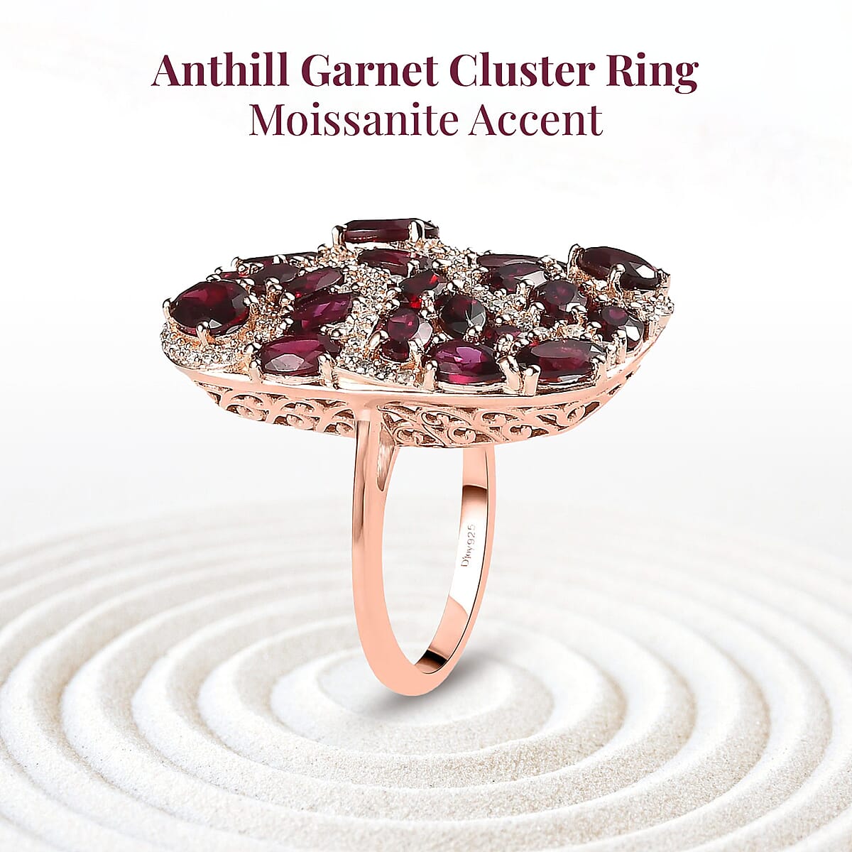 Buy Premium Anthill Garnet and Moissanite Ring in Vermeil Rose Gold ...
