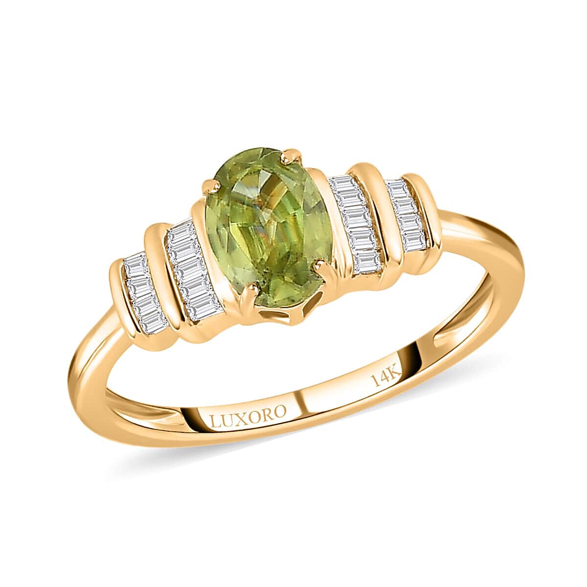 Sphene Ring - Shop Luxoro 14K Yellow Gold Sphene Diamond Ring