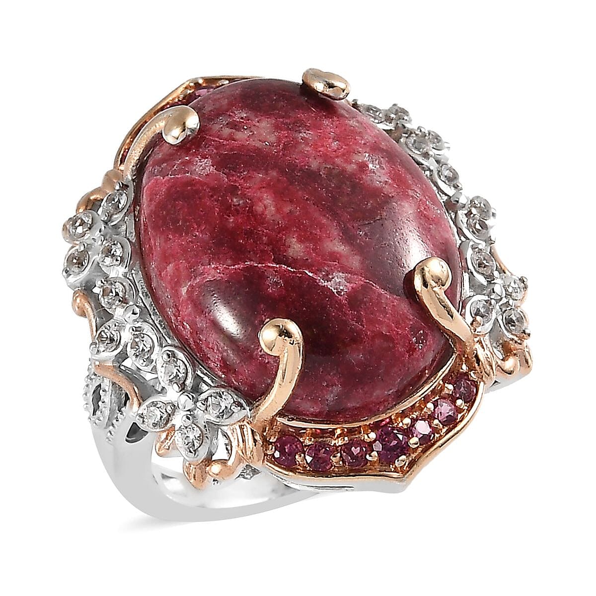 Buy Norwegian Thulite and Multi Gemstone Ring in Vermeil RG and ...
