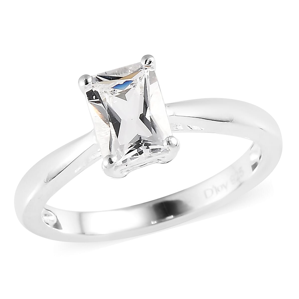Buy Radiant Cut Brazilian Petalite Solitaire Ring in Sterling Silver ...