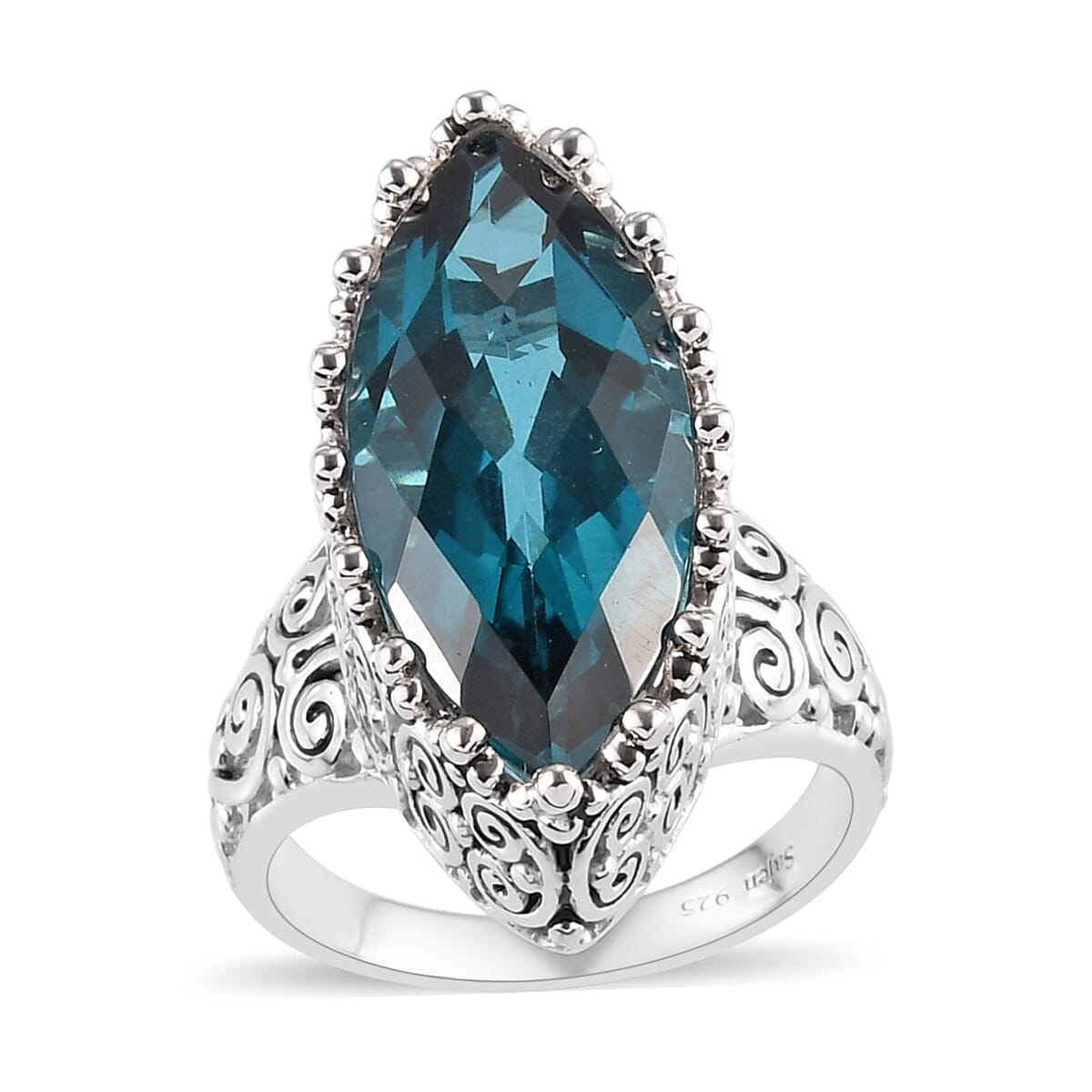 Buy Sajen Silver Celestial Indigo Quartz Doublet Ring in Platinum Over ...