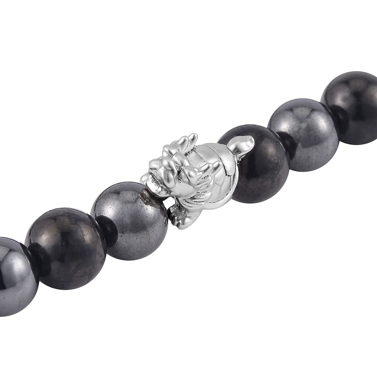 Buy Shungite and Hematite Beaded Dragon Turtle Charm Necklace 20 Inches ...