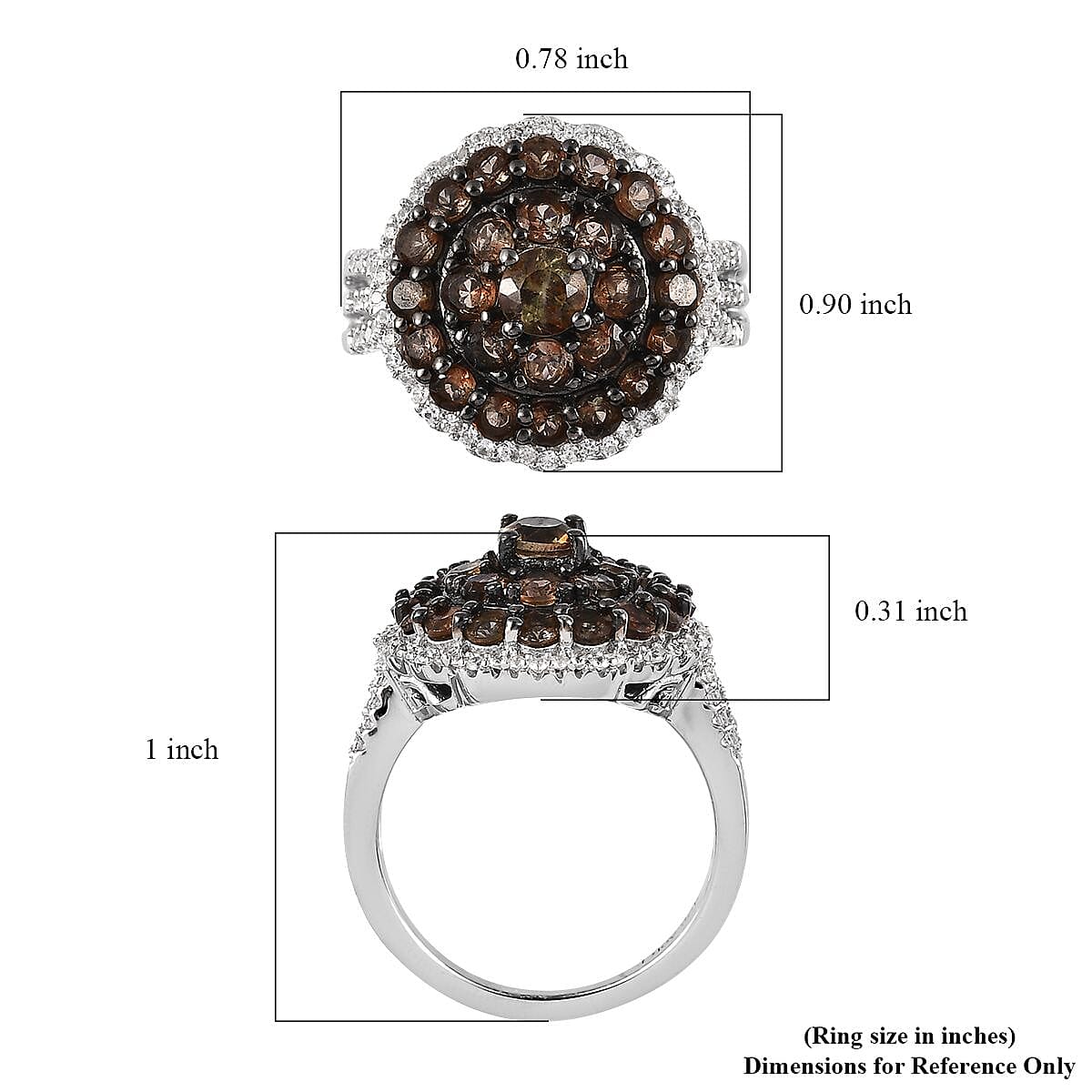 Buy Premium Jenipapo Andalusite and White Zircon Ring in Platinum Over ...