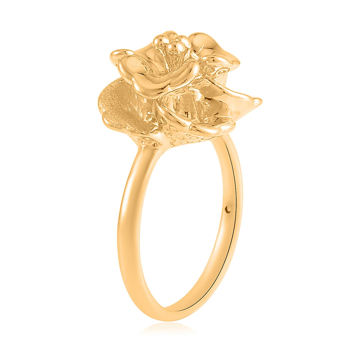 24K Yellow Gold Electroform Floral Ring Size 6.0 2 Grams