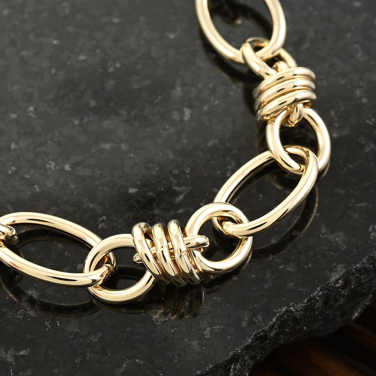 Buy Italian 14K Yellow Gold 8.3mm Rolling Rolo Bracelet (7.50-8.50In) 4 ...