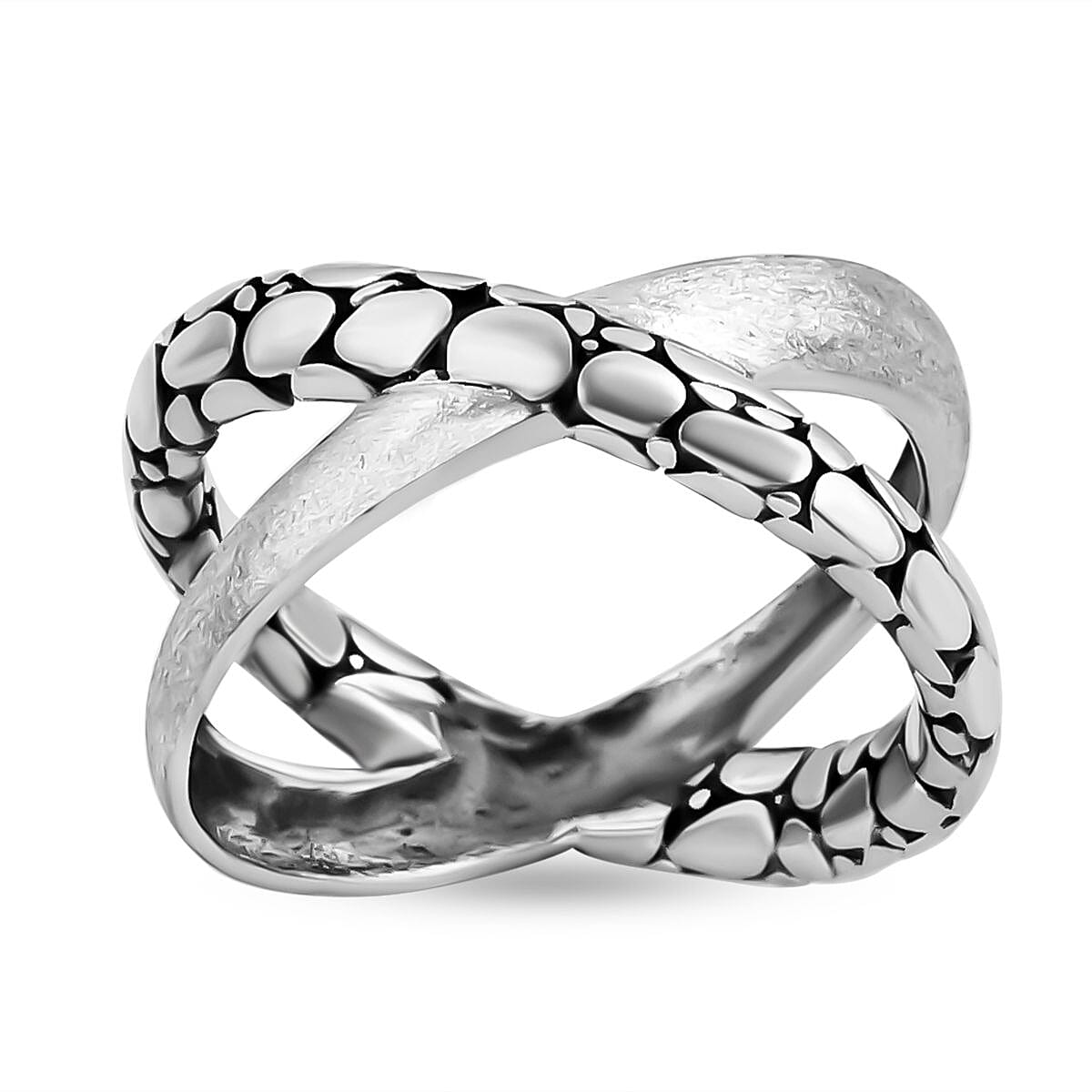 Buy Bali Legacy Sterling Silver Dragon Skin Crossover Ring 6.35 Grams ...