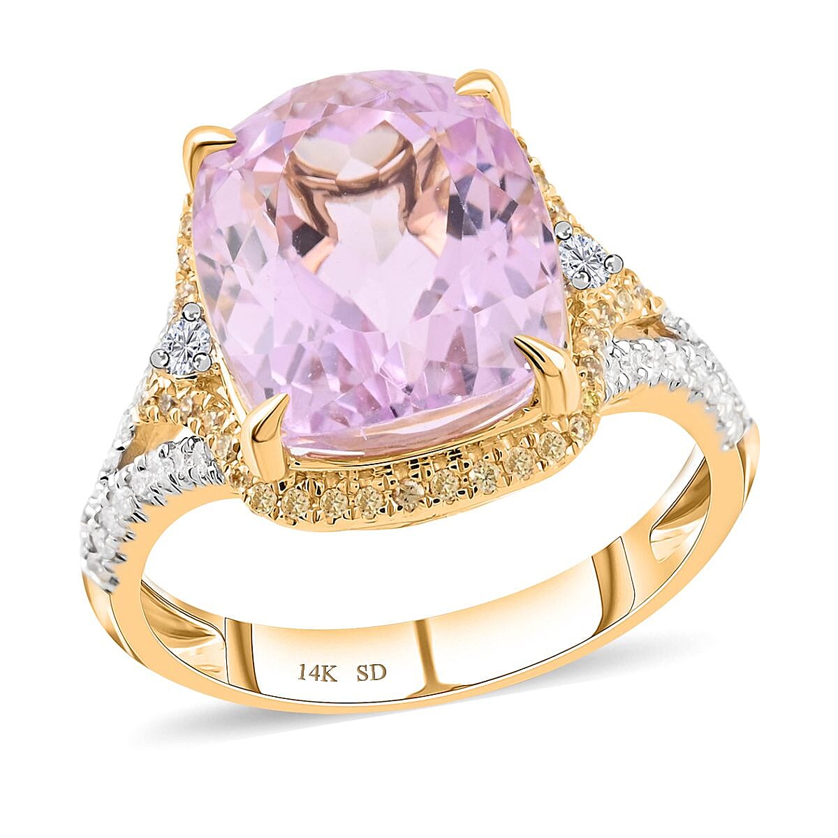 Buy Modani 14K Yellow Gold Kunzite, Natural Yellow and White Diamond ...