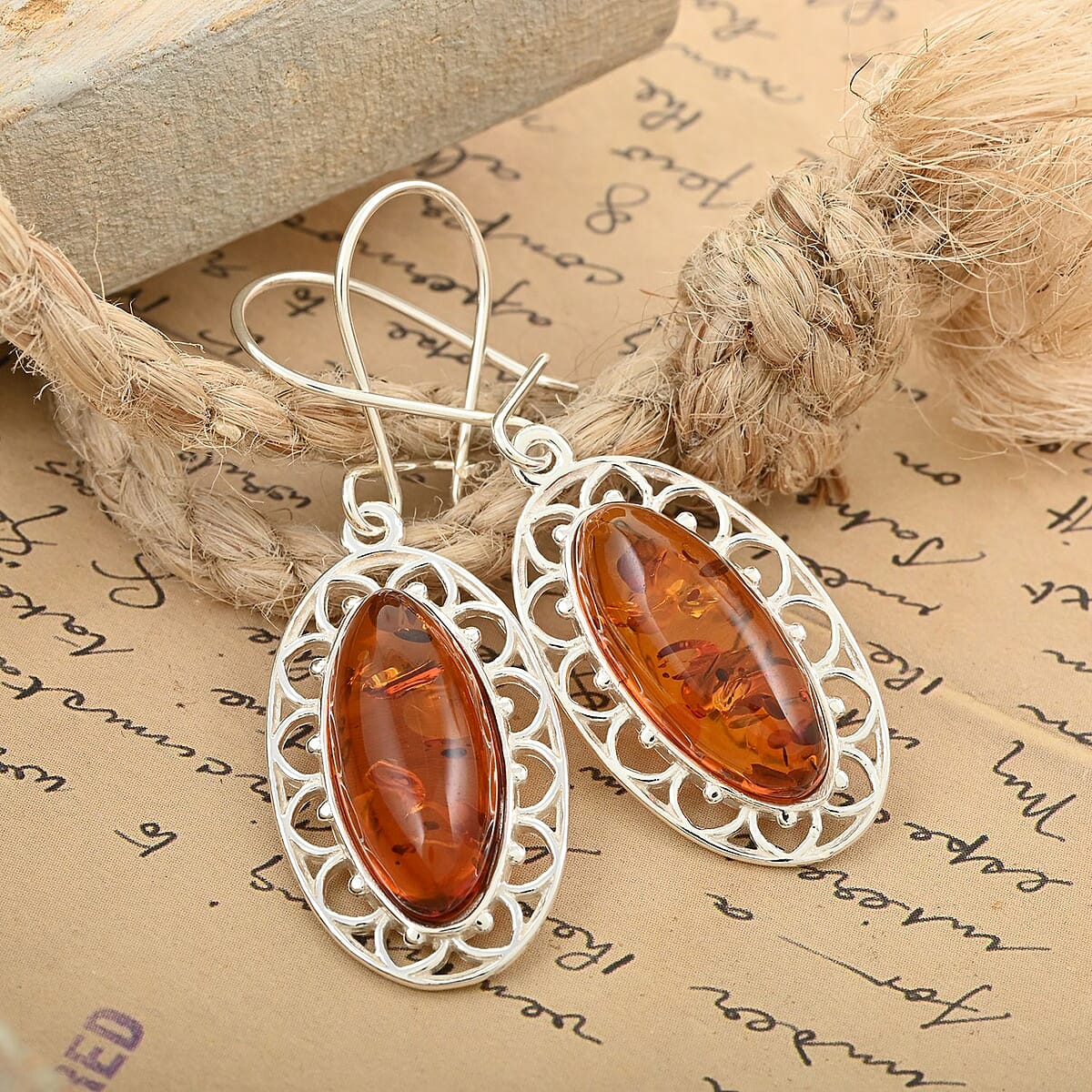 Buy Baltic Amber Dangle Earrings in Sterling Silver at ShopLC.