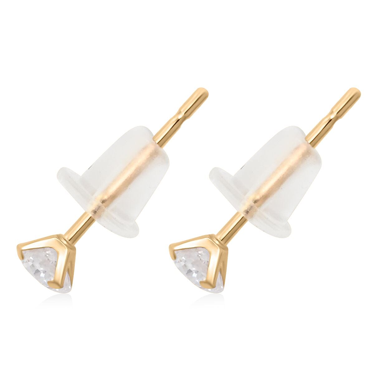 Buy 10K Yellow Gold Simulated Diamond Stud Earrings 0.35 ctw at ShopLC