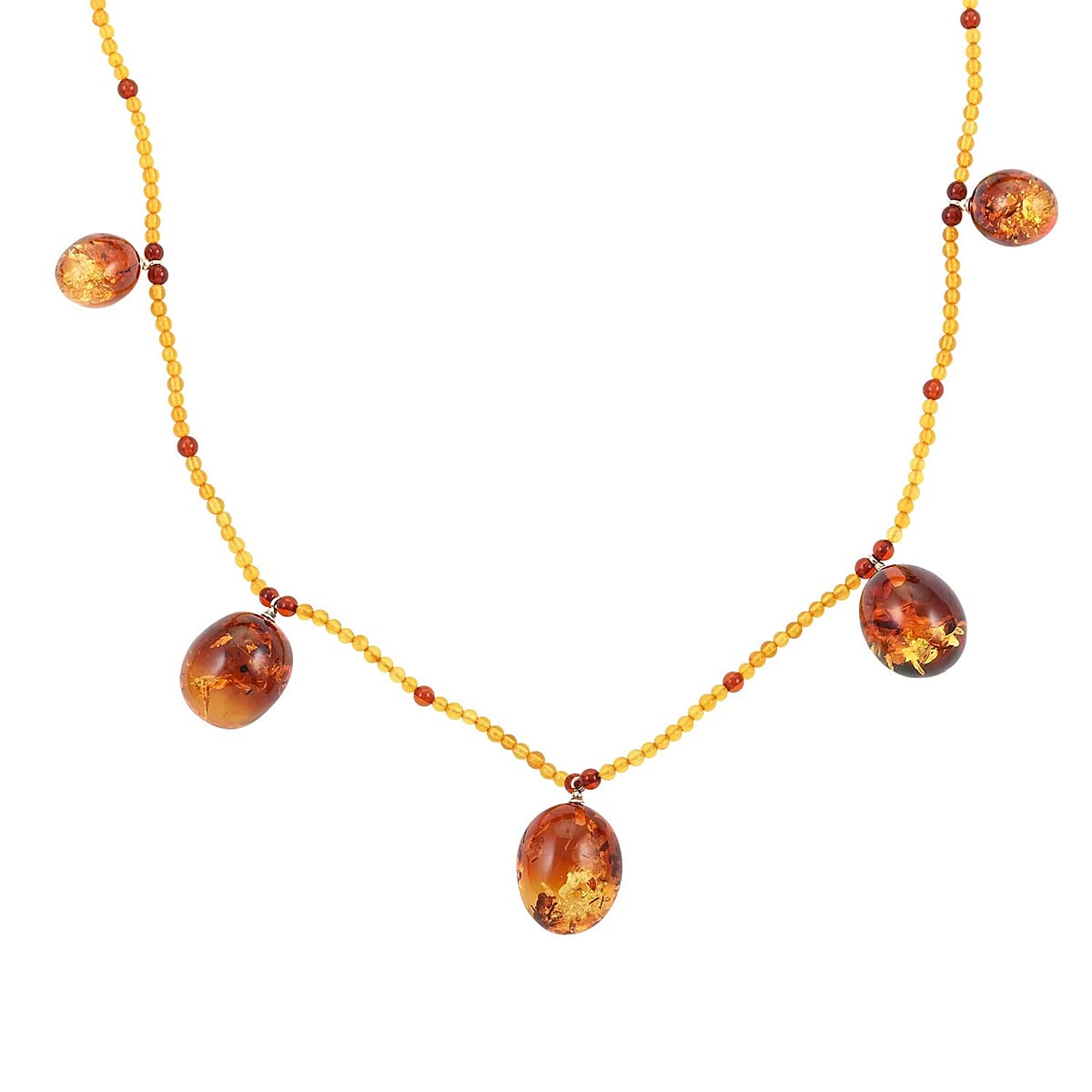 Buy Multi Color Amber Necklace 22 Inches in Sterling Silver at ShopLC.