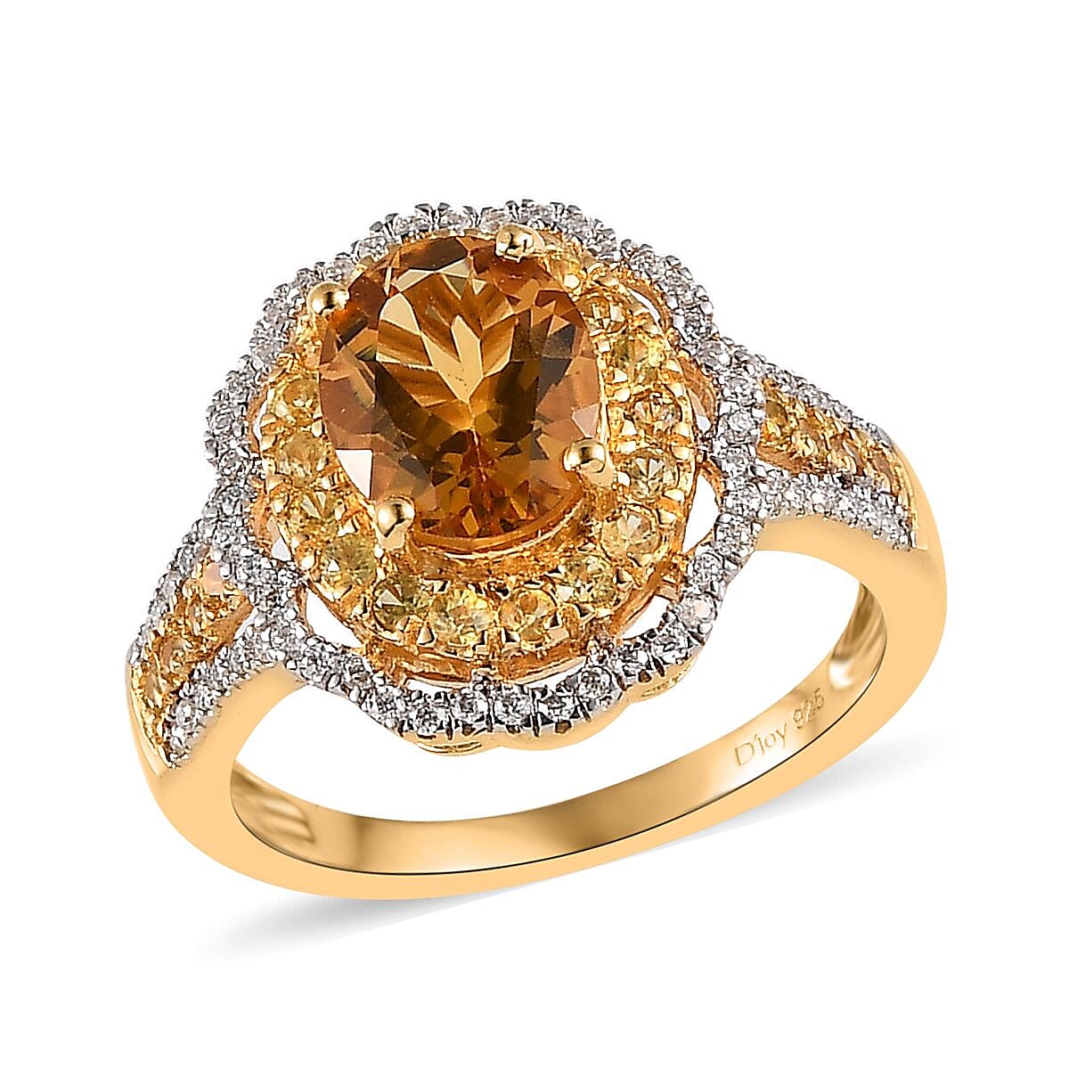 Buy Premium Brazilian Heliodor and Multi Gemstone Ring in Vermeil ...